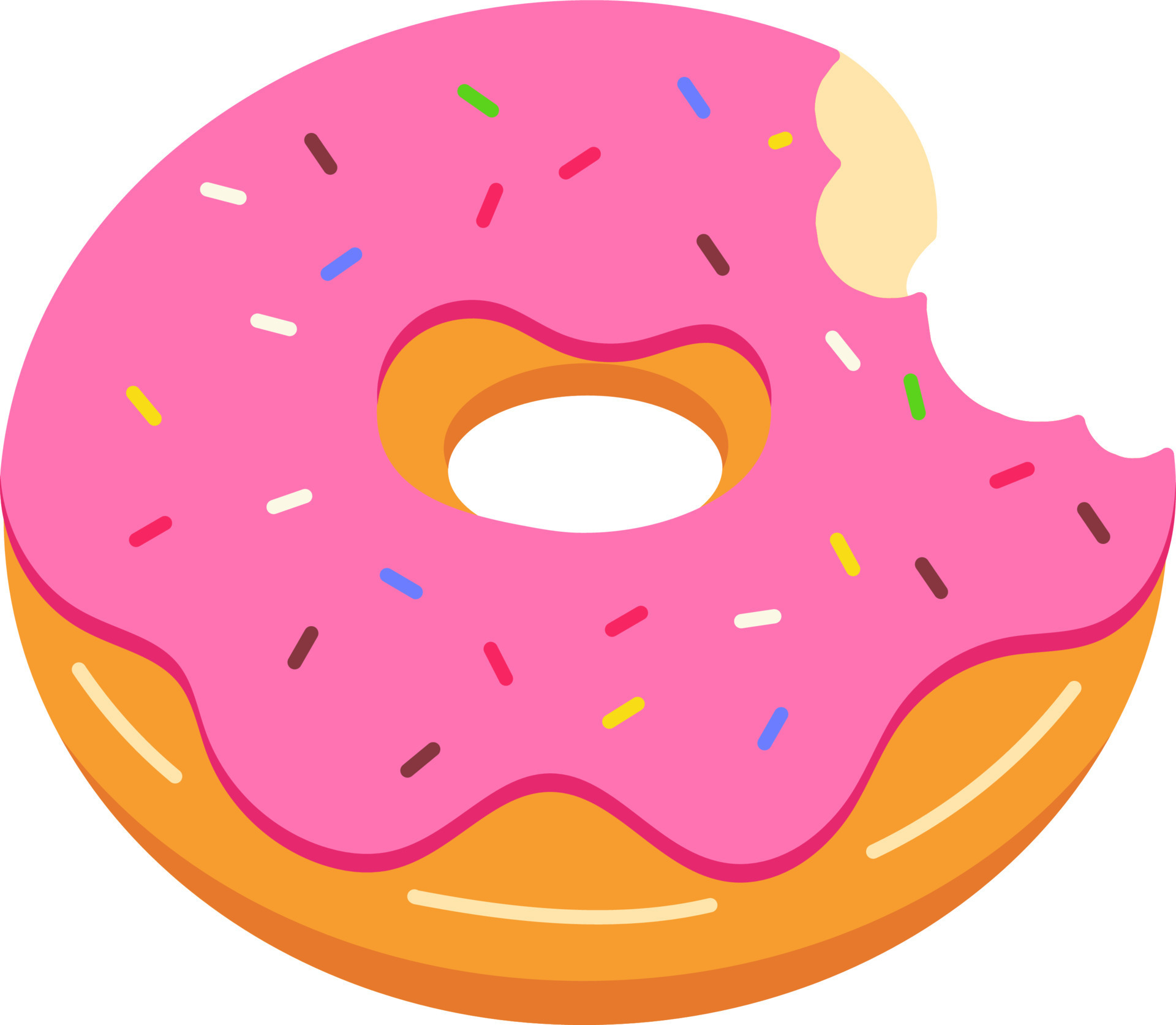 Strawberry Donut With Bite Mark Dessert Icon Element Illustration Flat Style 19494527 Vector Art