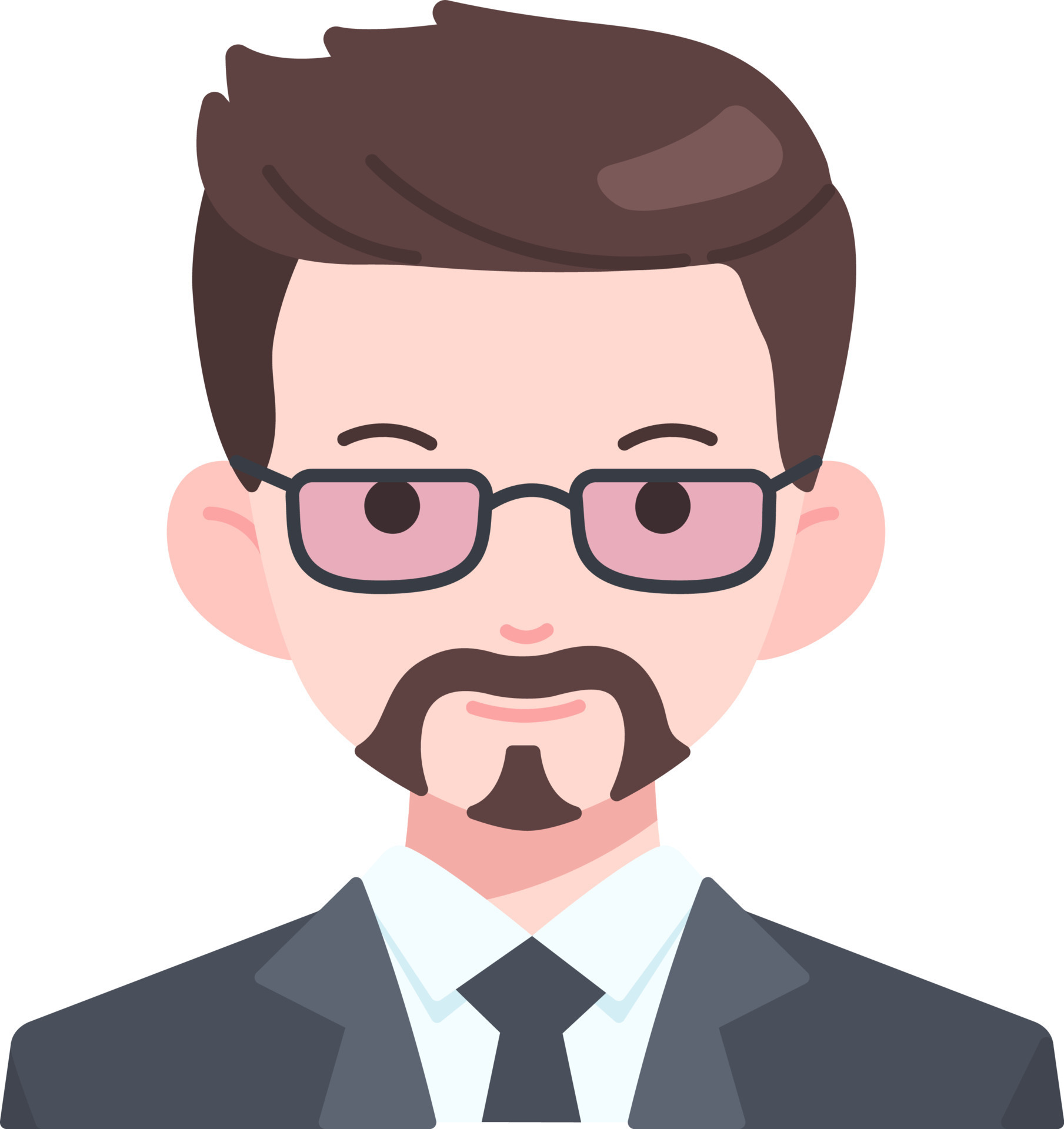 Business man boy avatar User person people beard glasses Flat Style ...