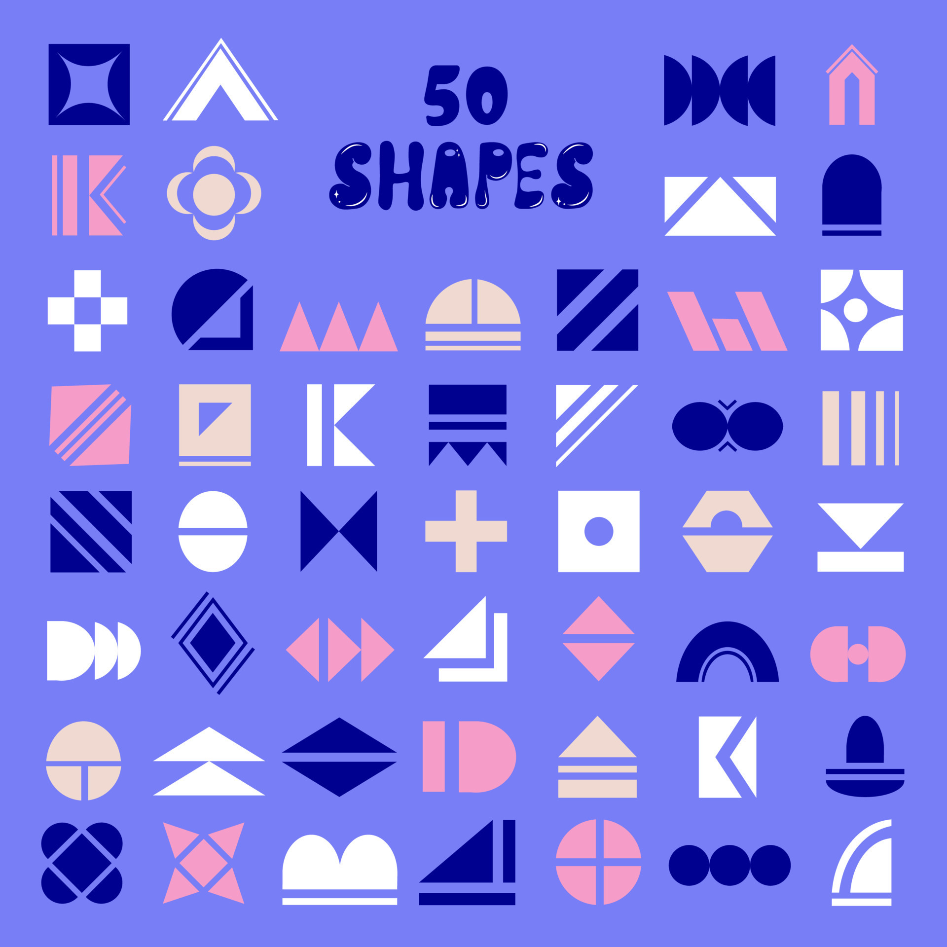 Set of simple geometric shapes. Random icon elements. For creating your own patterns and designs ...