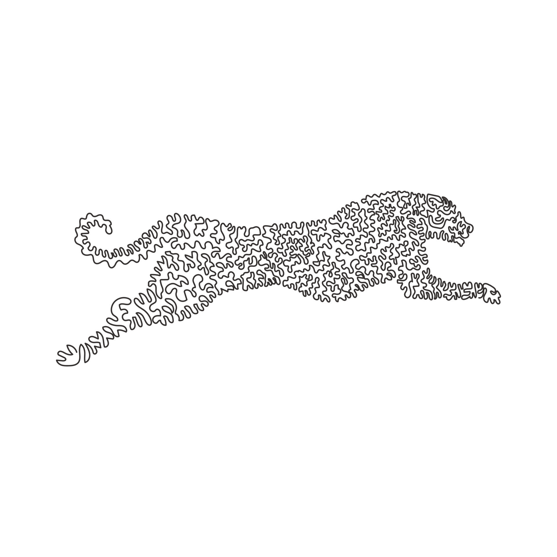 Single Curly One Line Drawing Abstract Art Cheetah Is Fastest Mammal Continuous Line Draw