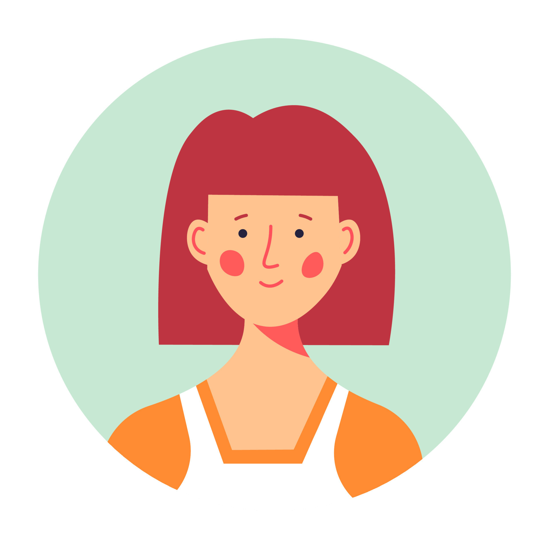 Modest Female Character Portrait Redhead Girl Circle Photo 19499570 Vector Art At Vecteezy