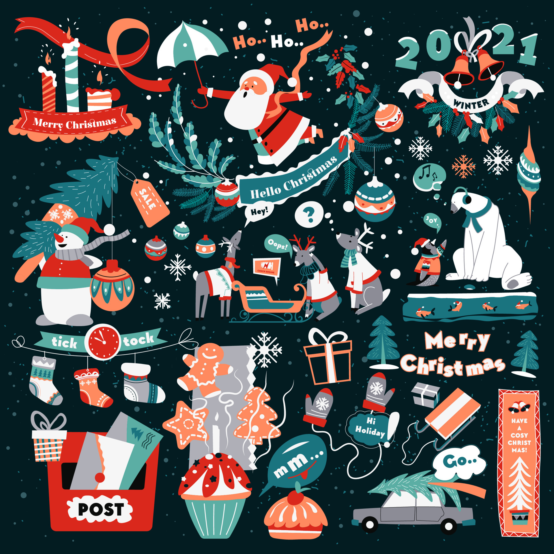 Christmas symbols and signs, holidays and celebration vector 19499913 ...