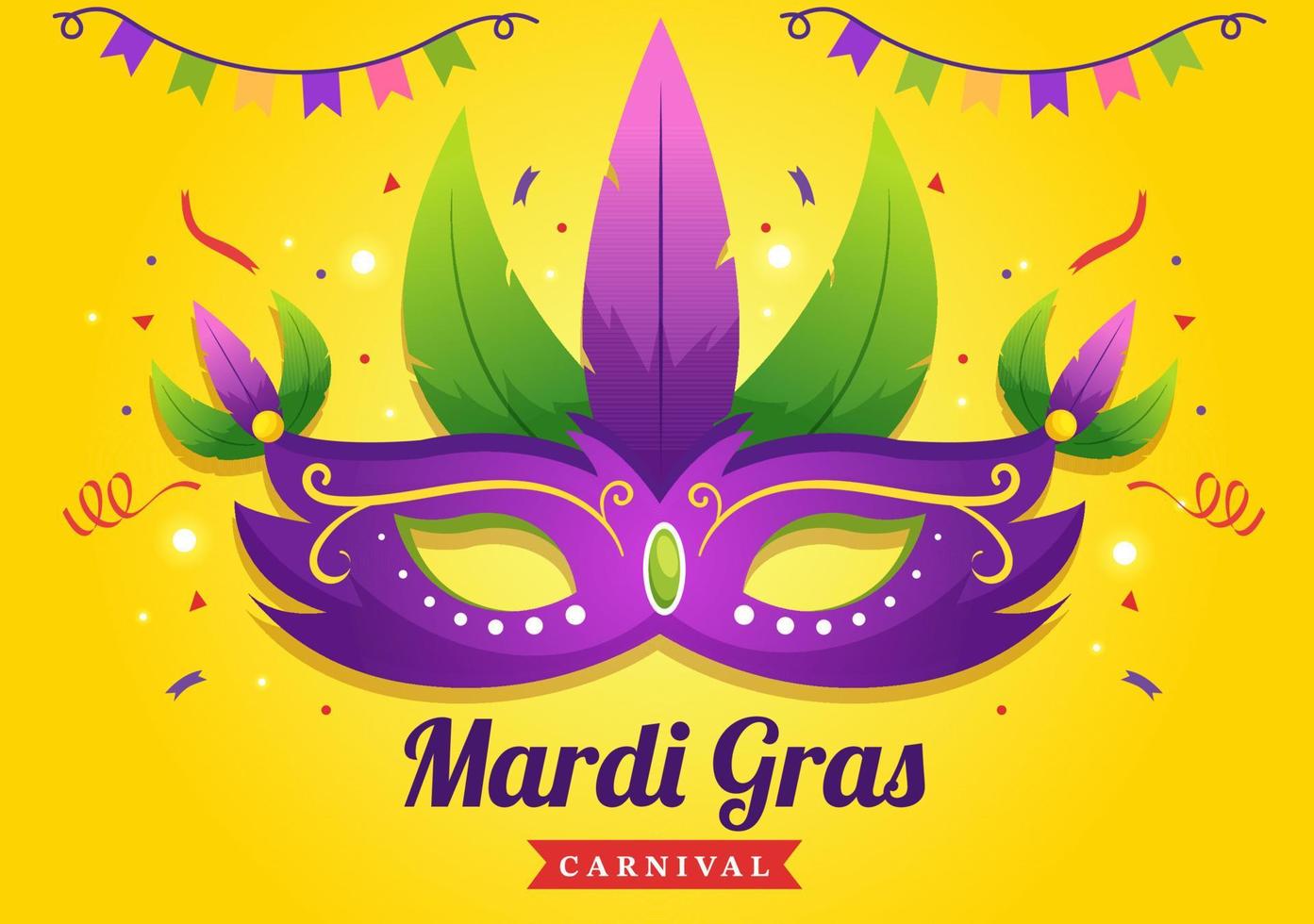 Mardi Gras Carnival Party Illustration With Mask Feathers And Item