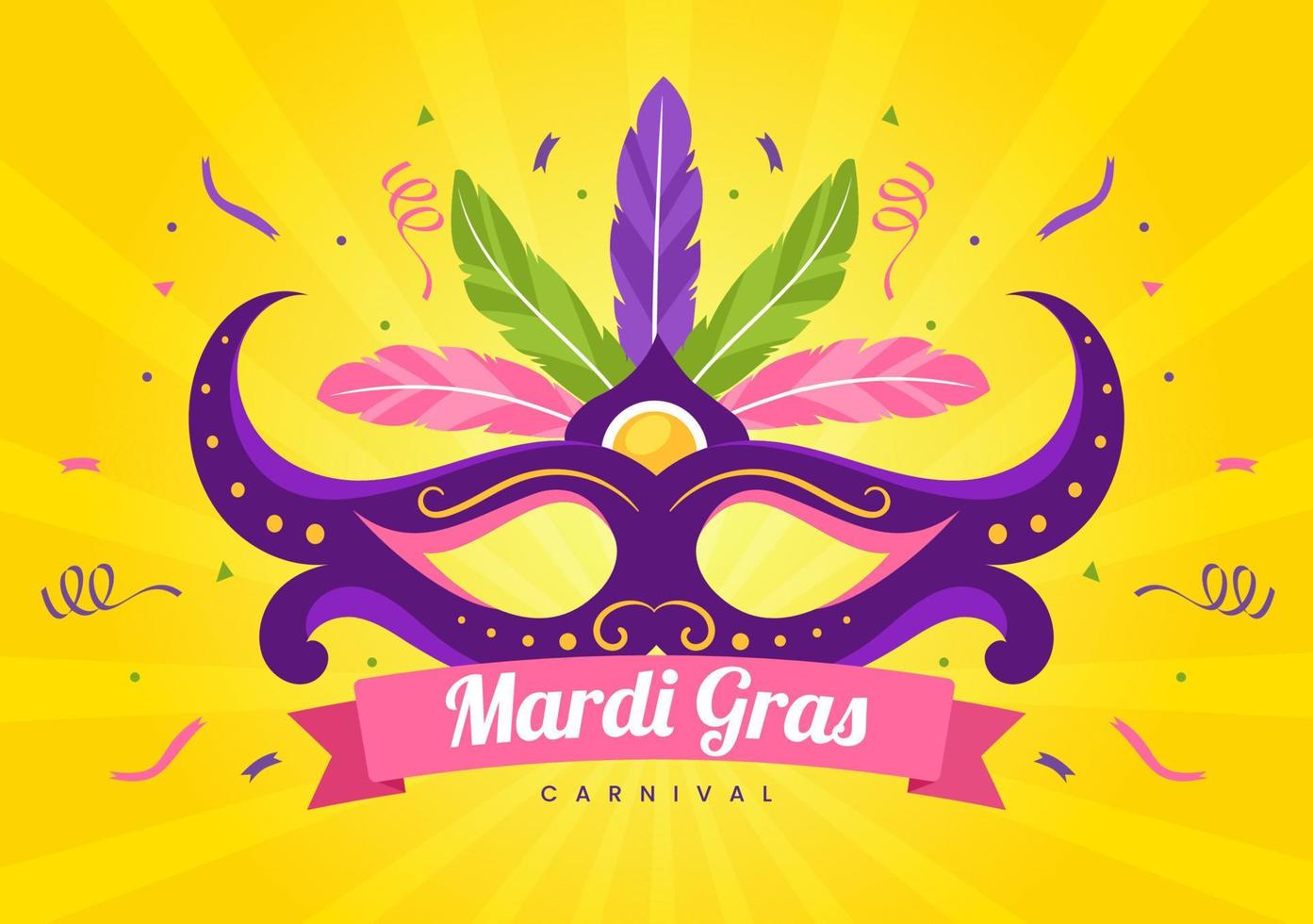 Mardi Gras Carnival Party Illustration With Mask Feathers And Item