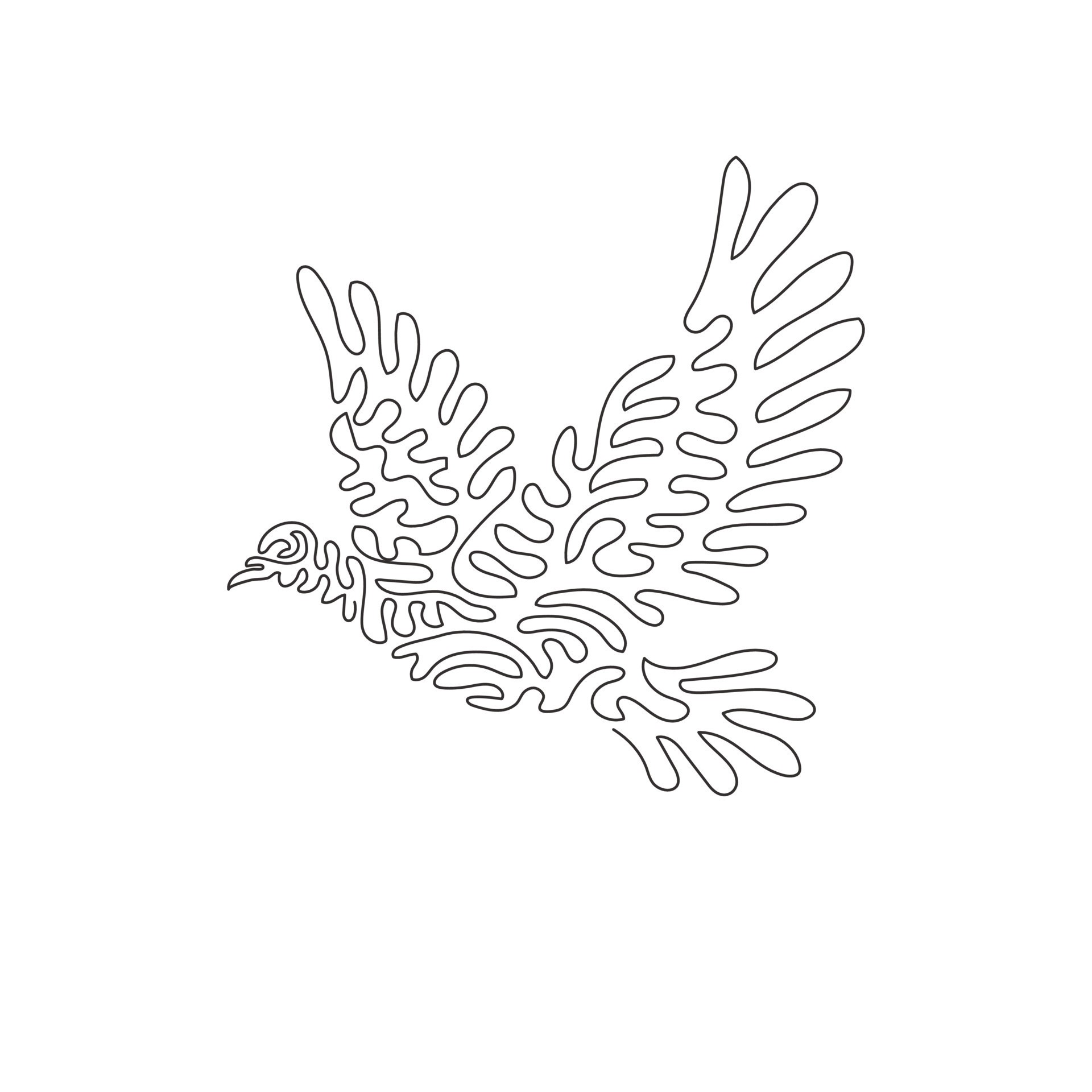 Continuous One Curve Line Drawing Of Adorable Flying Dove Abstract Art In Circle Single Line