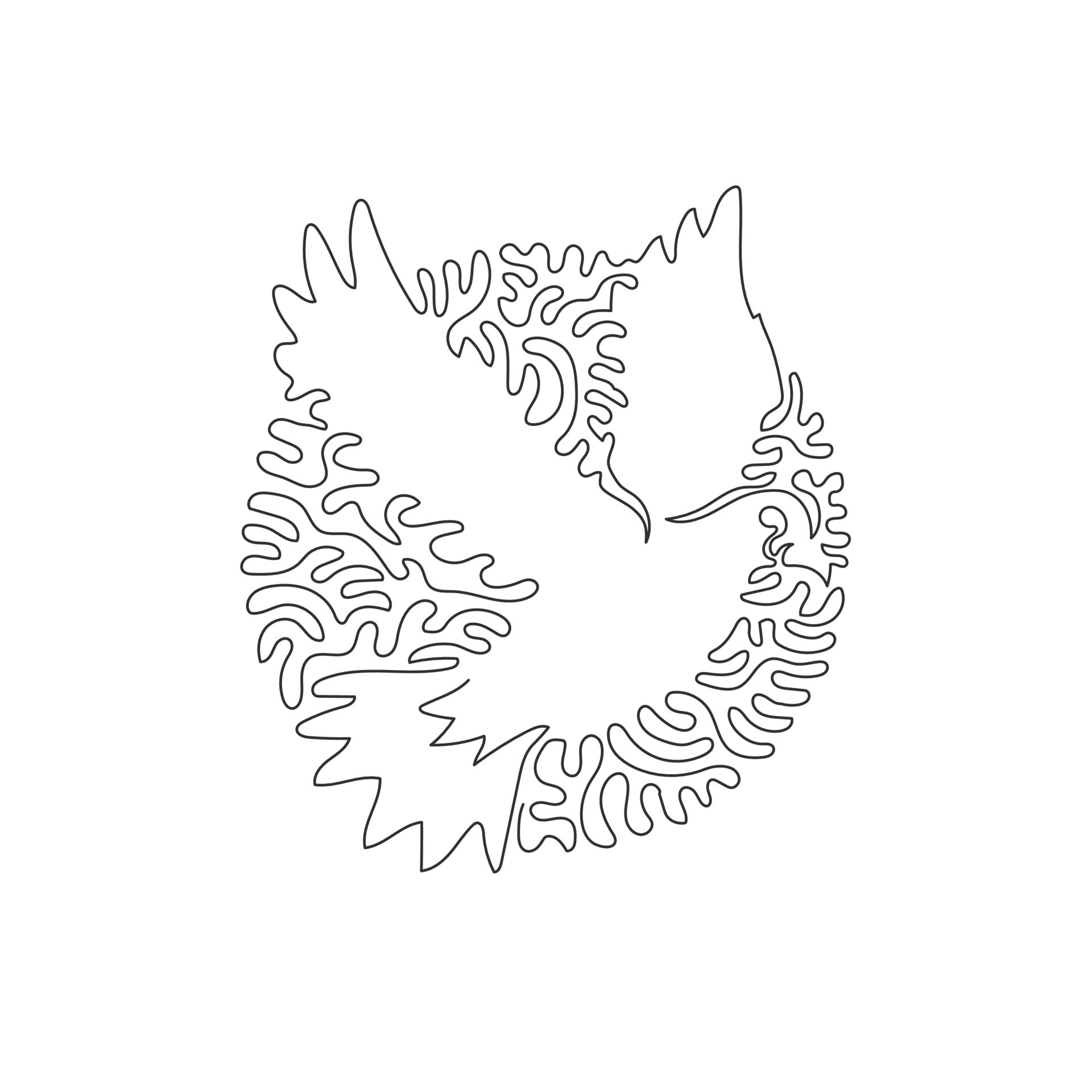 Single Swirl Continuous Line Drawing Of Cute Dove Abstract Art Continuous Line Drawing Graphic