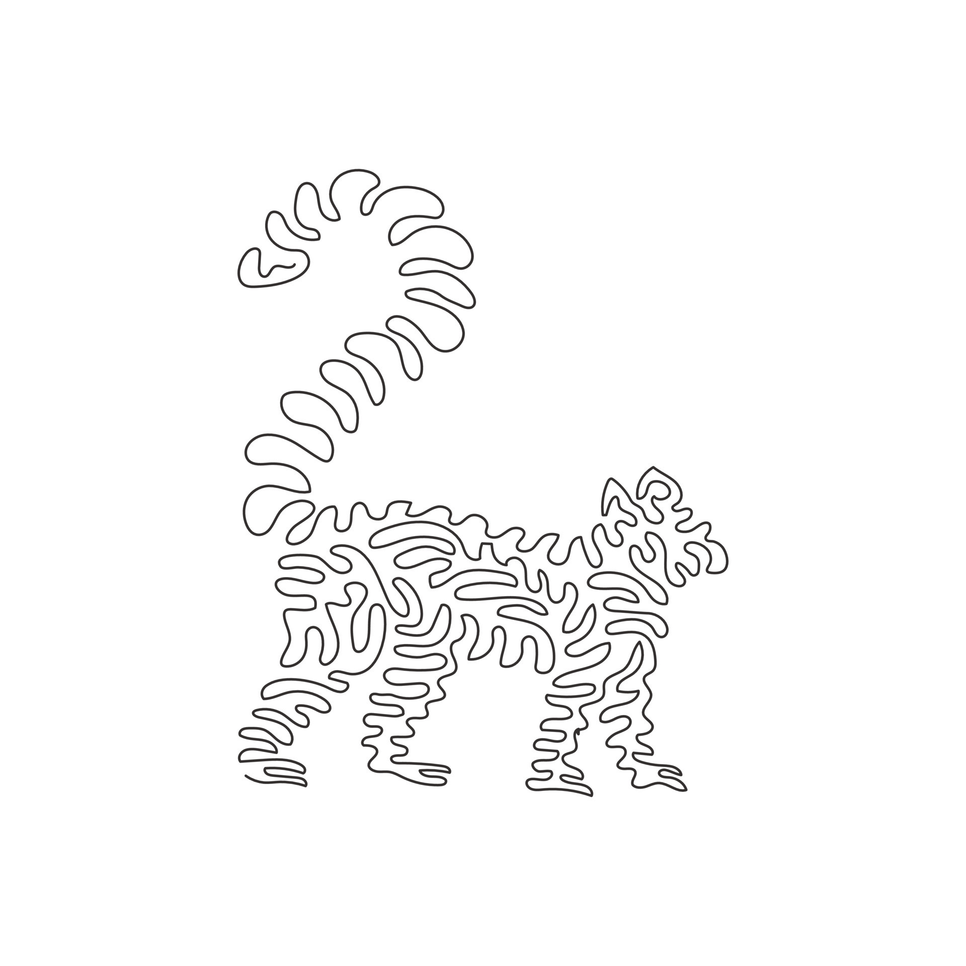 Continuous Curve One Line Drawing Of Adorable Lemur Abstract Art