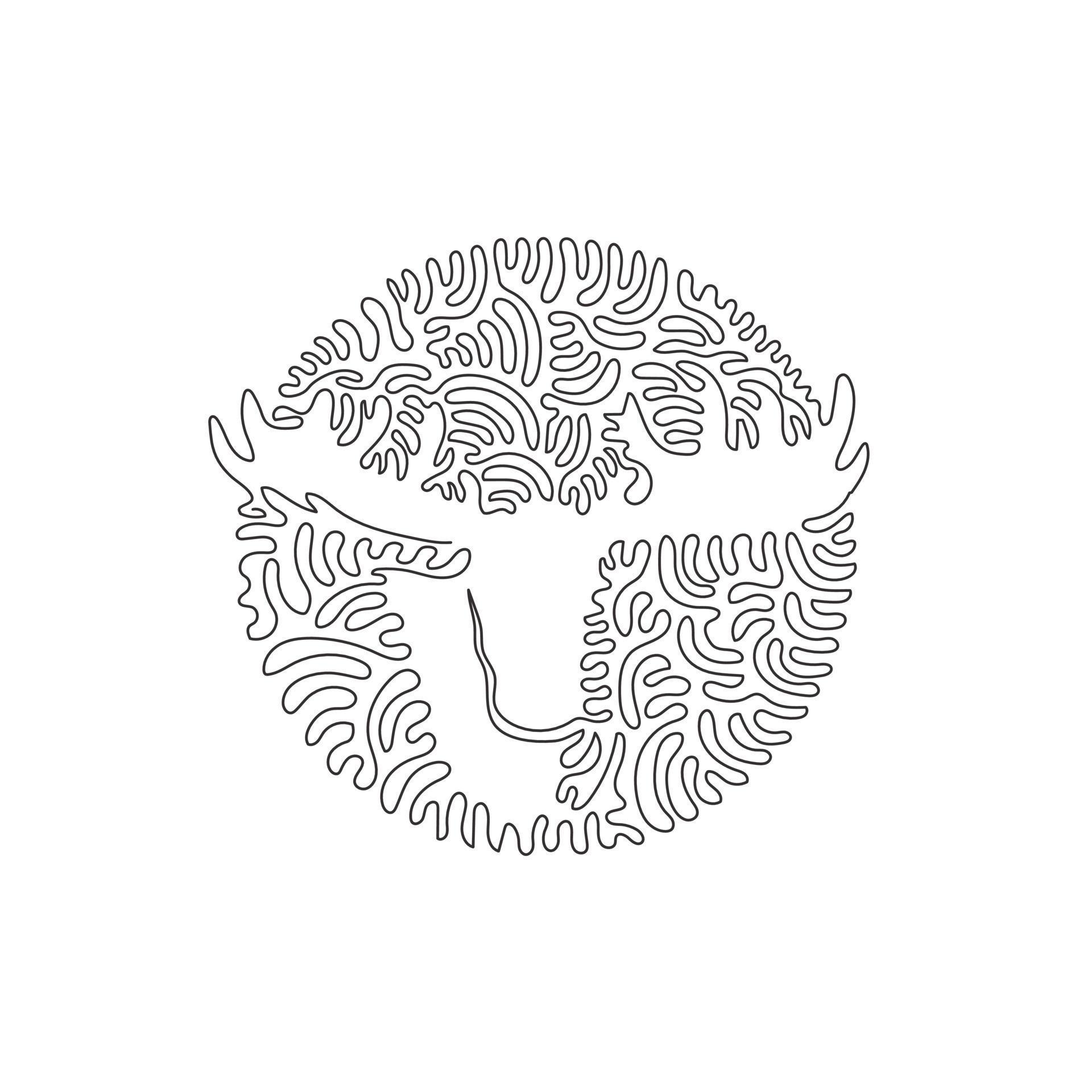 Single One Line Drawing Of Beautiful Antlers Moose Abstract Art Continuous Line Draw Graphic