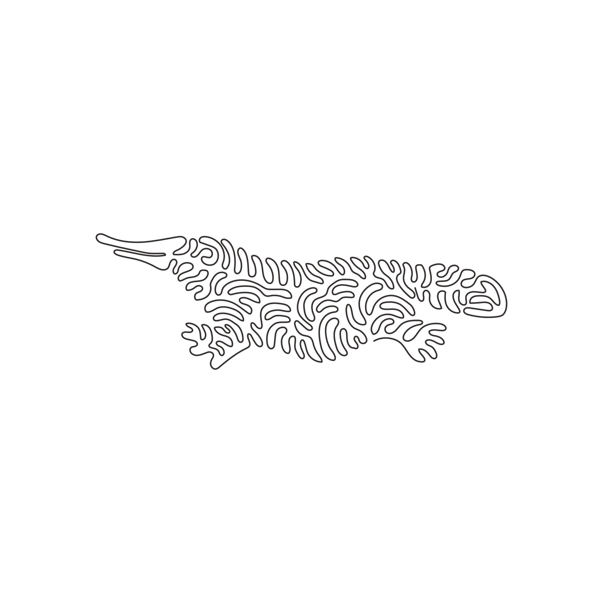 Single Swirl Continuous Line Drawing Of Cute Platypus Abstract Art Continuous Line Draw Graphic