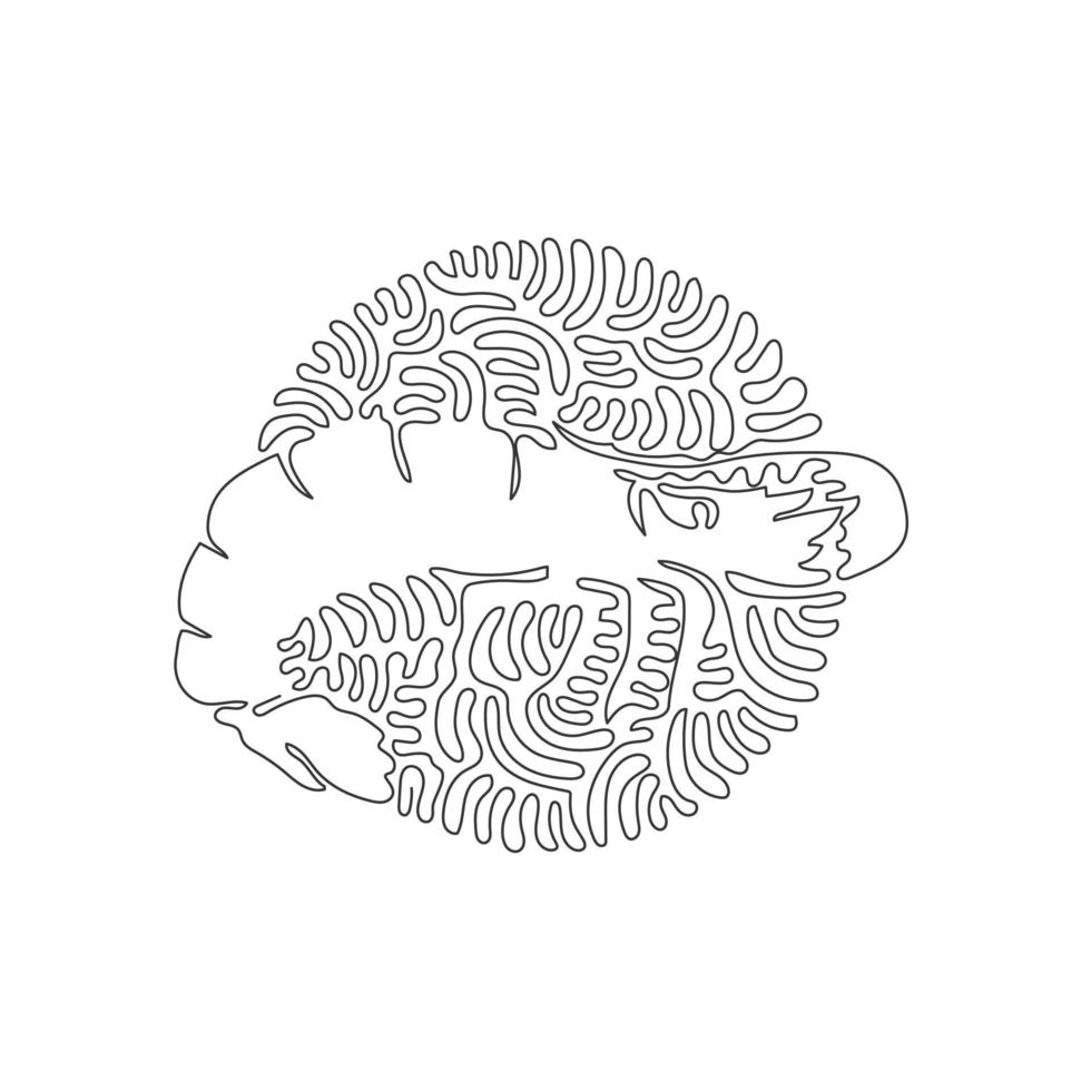 Continuous Curve One Line Drawing Of Adorable Shrimp Abstract Art In Circle Single Line