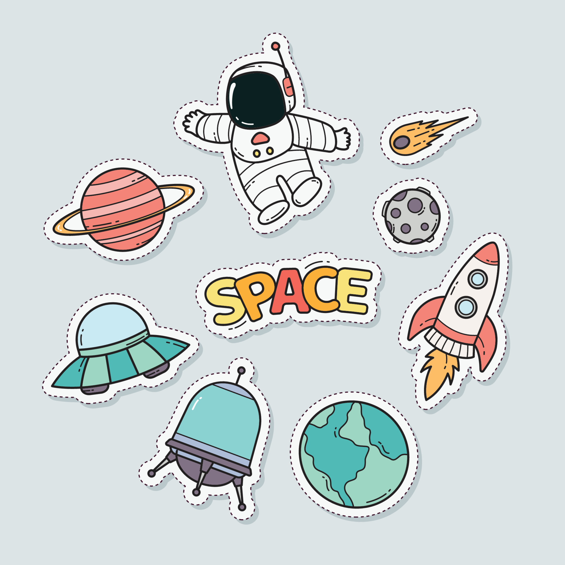 Set Of Outer Space Cute Patch Sticker Isolated 19506858 Vector Art At Vecteezy