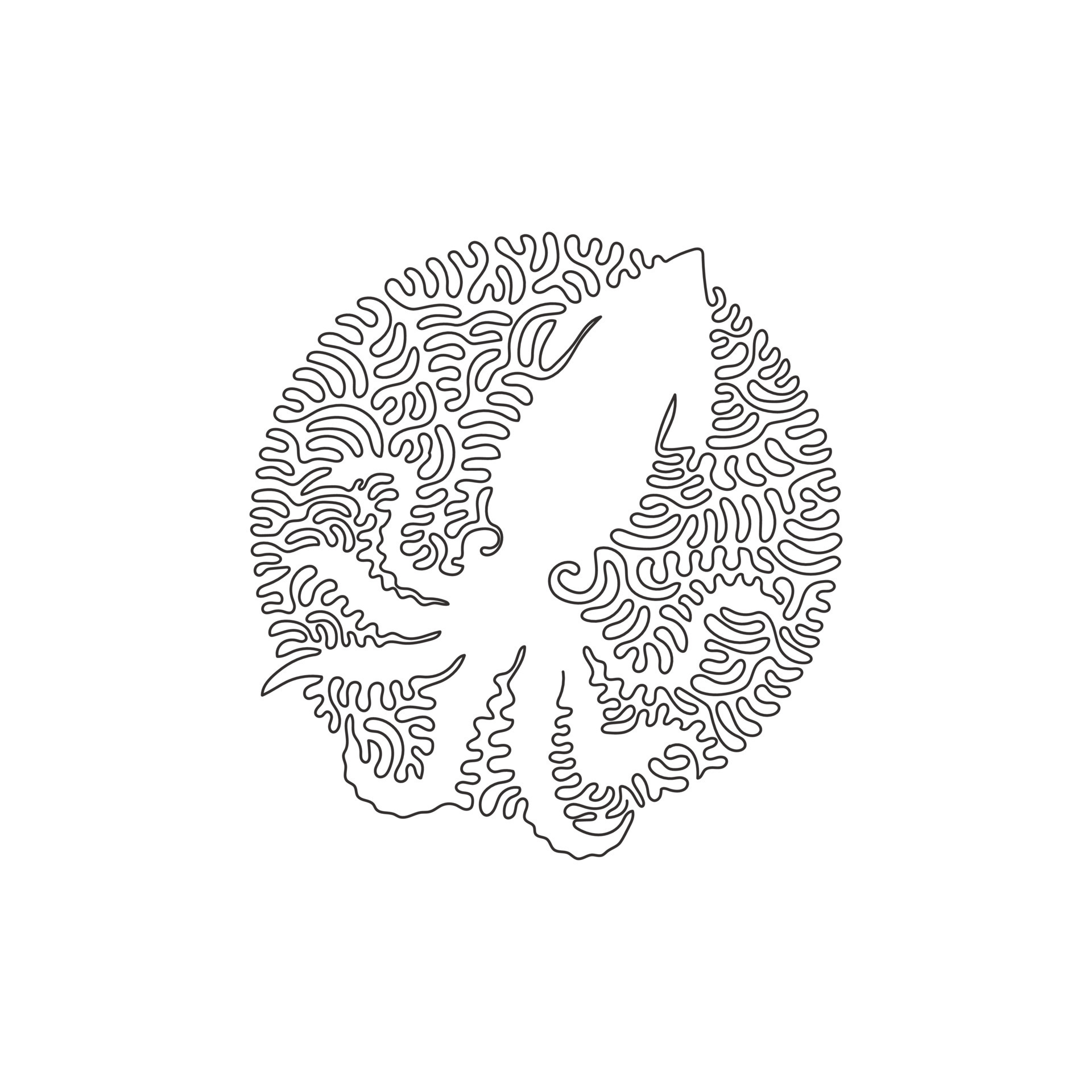 Continuous One Curve Line Drawing Of Cute Squid Abstract Art In Circle Single Line Editable