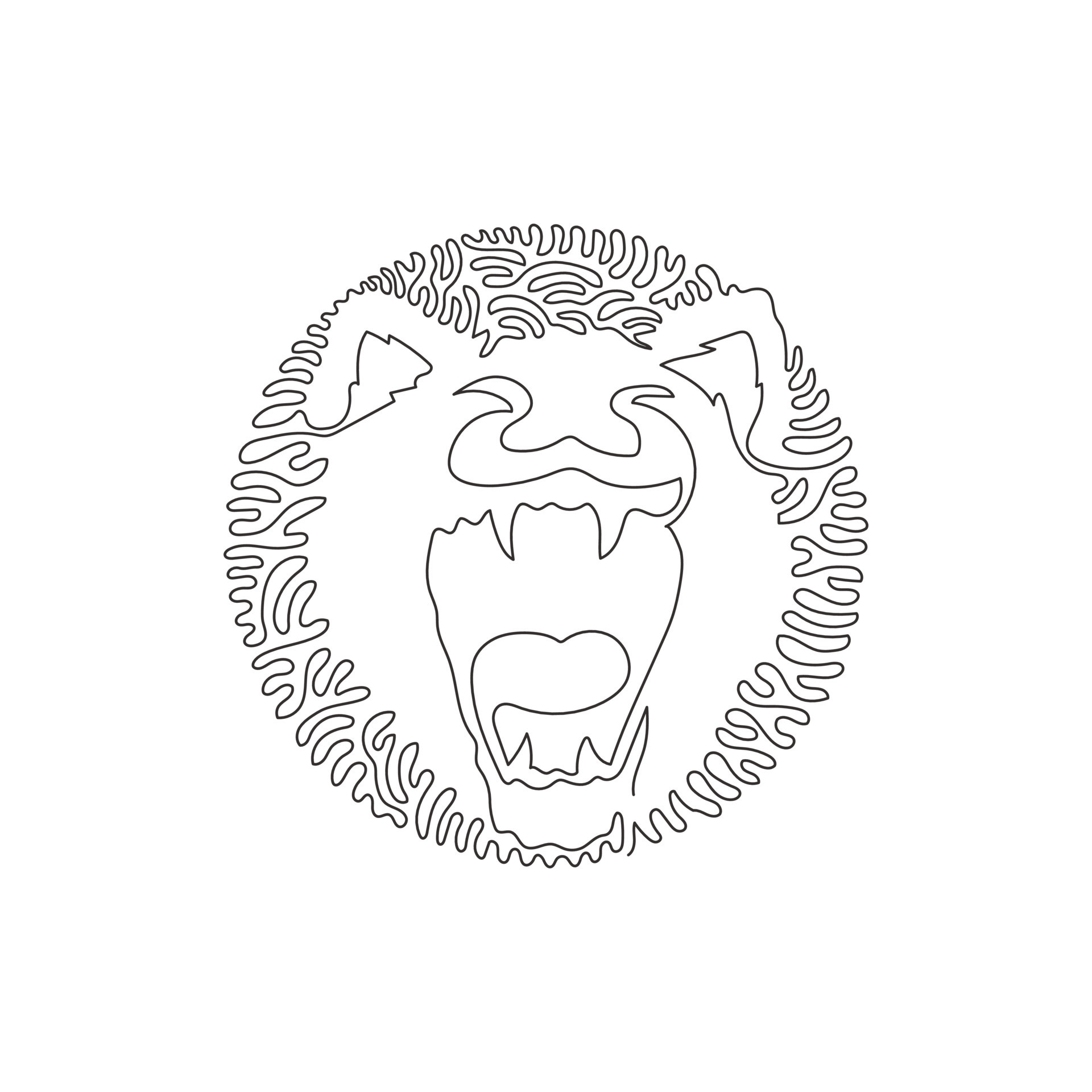 Single Swirl Continuous Line Drawing Of Scary Tasmanian Devil Abstract Art Continuous Line