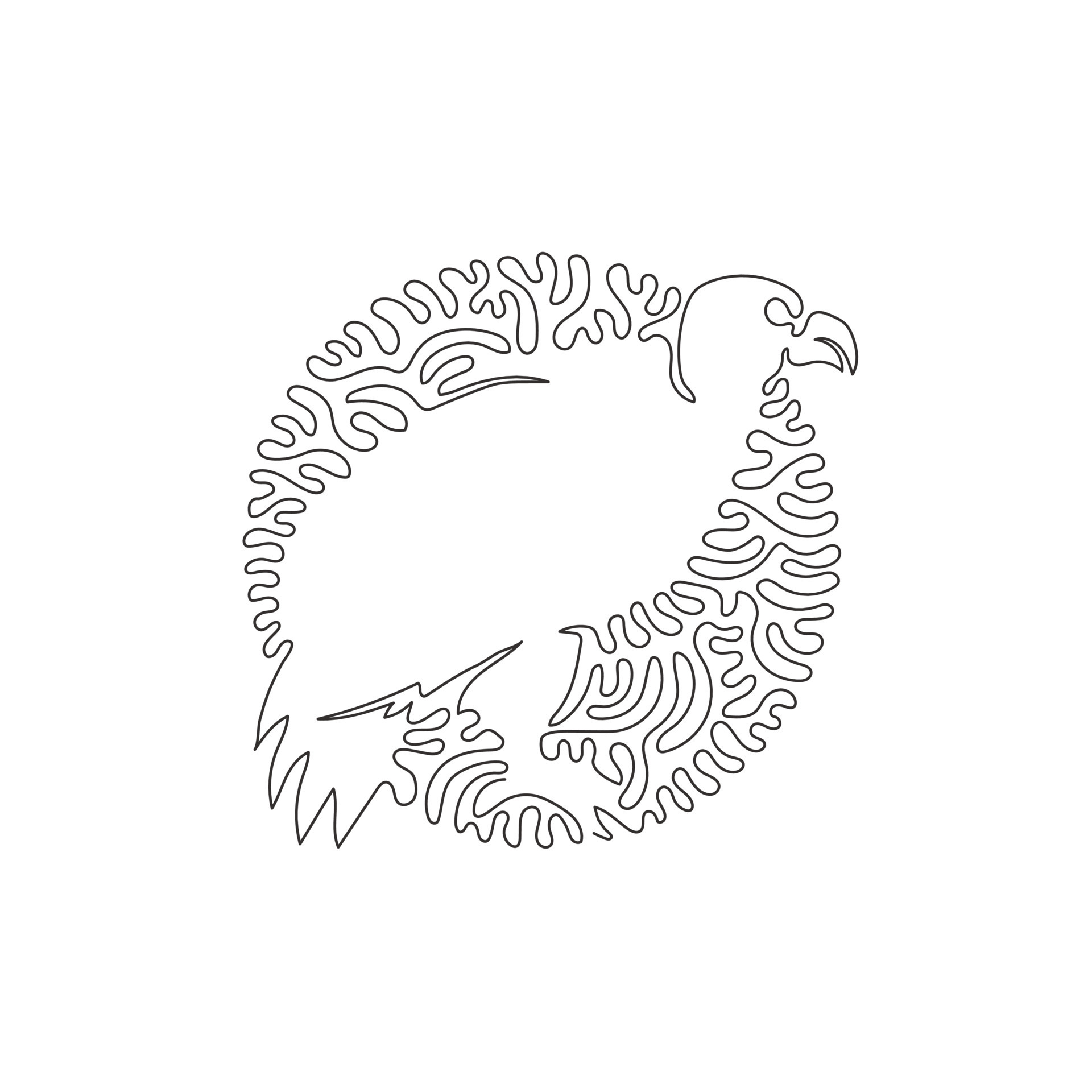 Single Swirl Continuous Line Drawing Of Creepy Vulture Abstract Art Continuous Line Draw