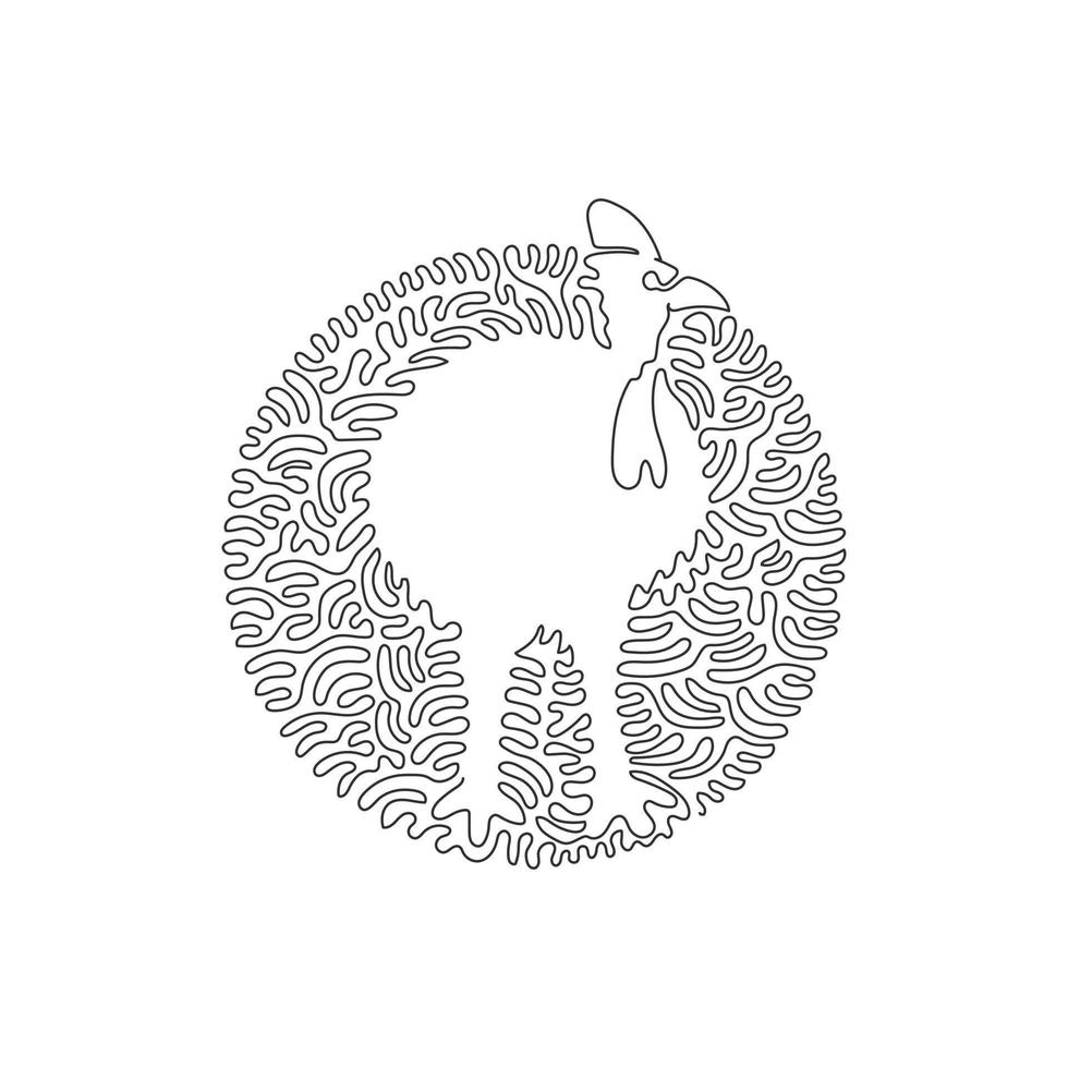 Continuous One Curve Line Drawing Of Exotic Cassowary Abstract Art In Circle Single Line