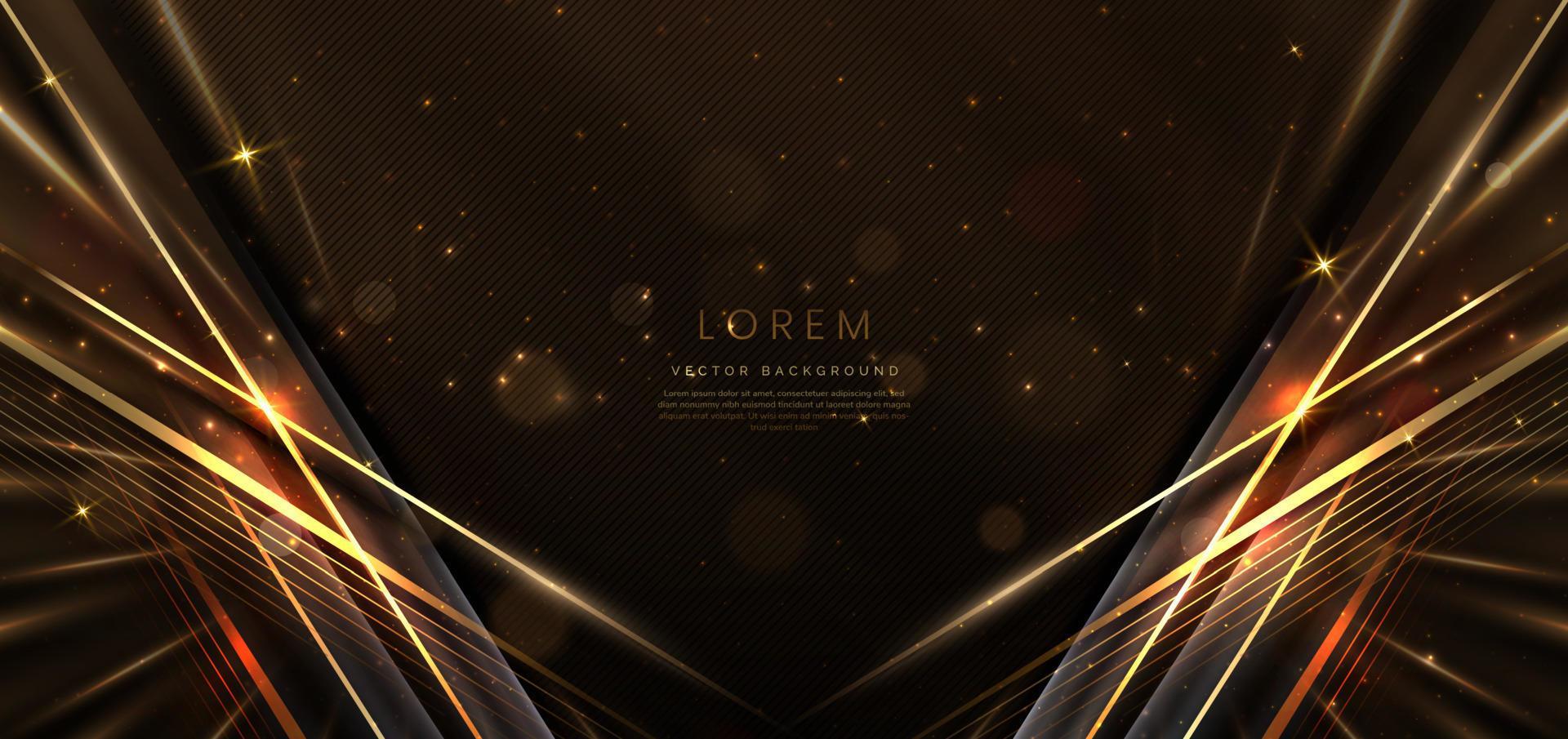 Abstract elegant black background with golden line and lighting effect sparkle. Luxury template ...