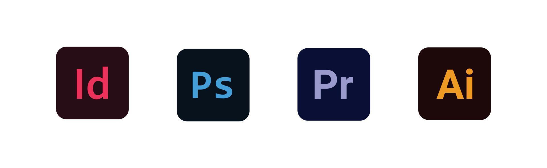 nuevo icono del logotipo de adobe conjunto de software de adobe vector sobre fondo blanco ...
