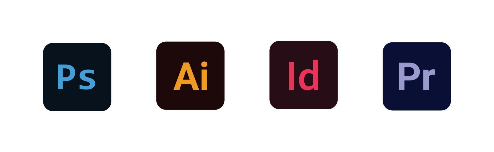 nuevo icono del logotipo de adobe conjunto de software de adobe vector sobre fondo blanco ...