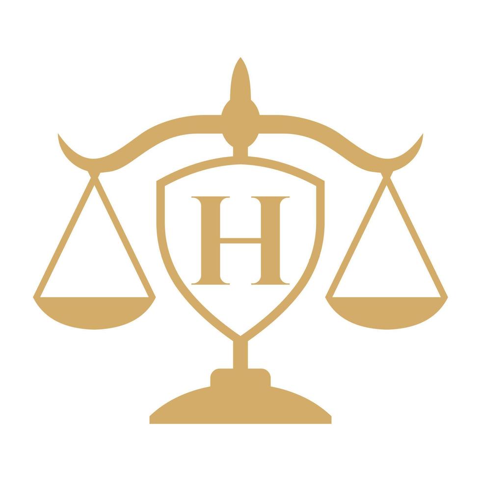 diseño del logotipo del bufete de abogados en la letra h con signo de escudo. logotipo de la ley ...