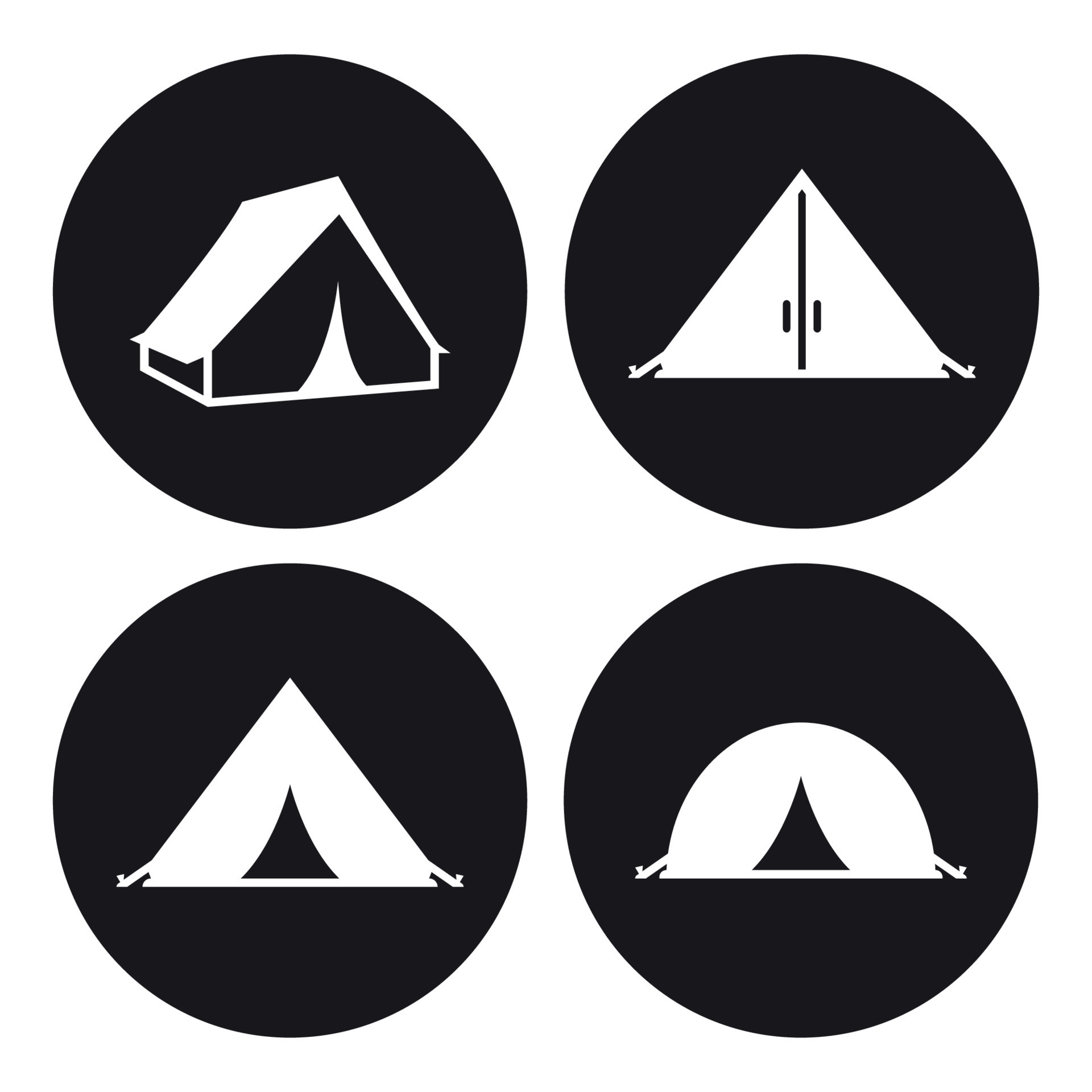Tourist Tent Icons Set White On A Black Background 19518969 Vector Art At Vecteezy