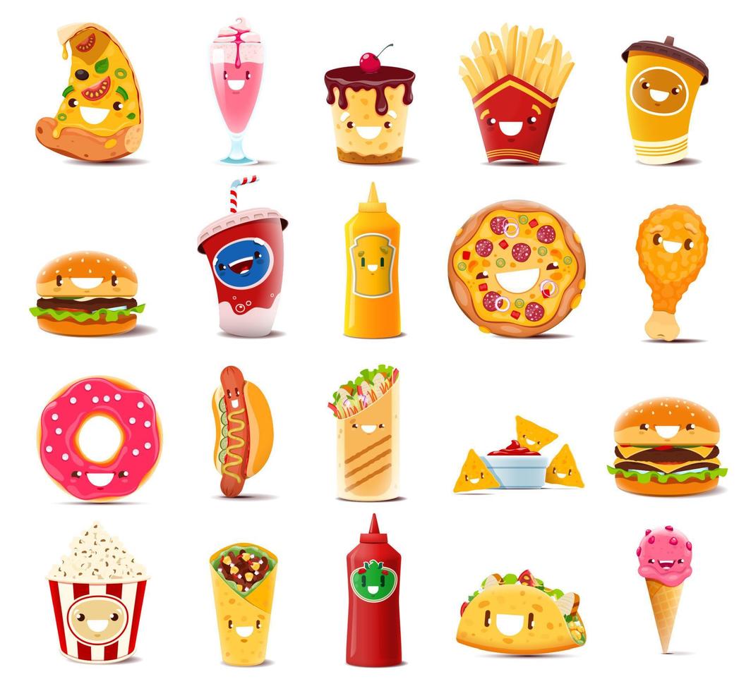 Cartoon Fast Food Characters Vector Personages 19522000 Vector Art At Vecteezy