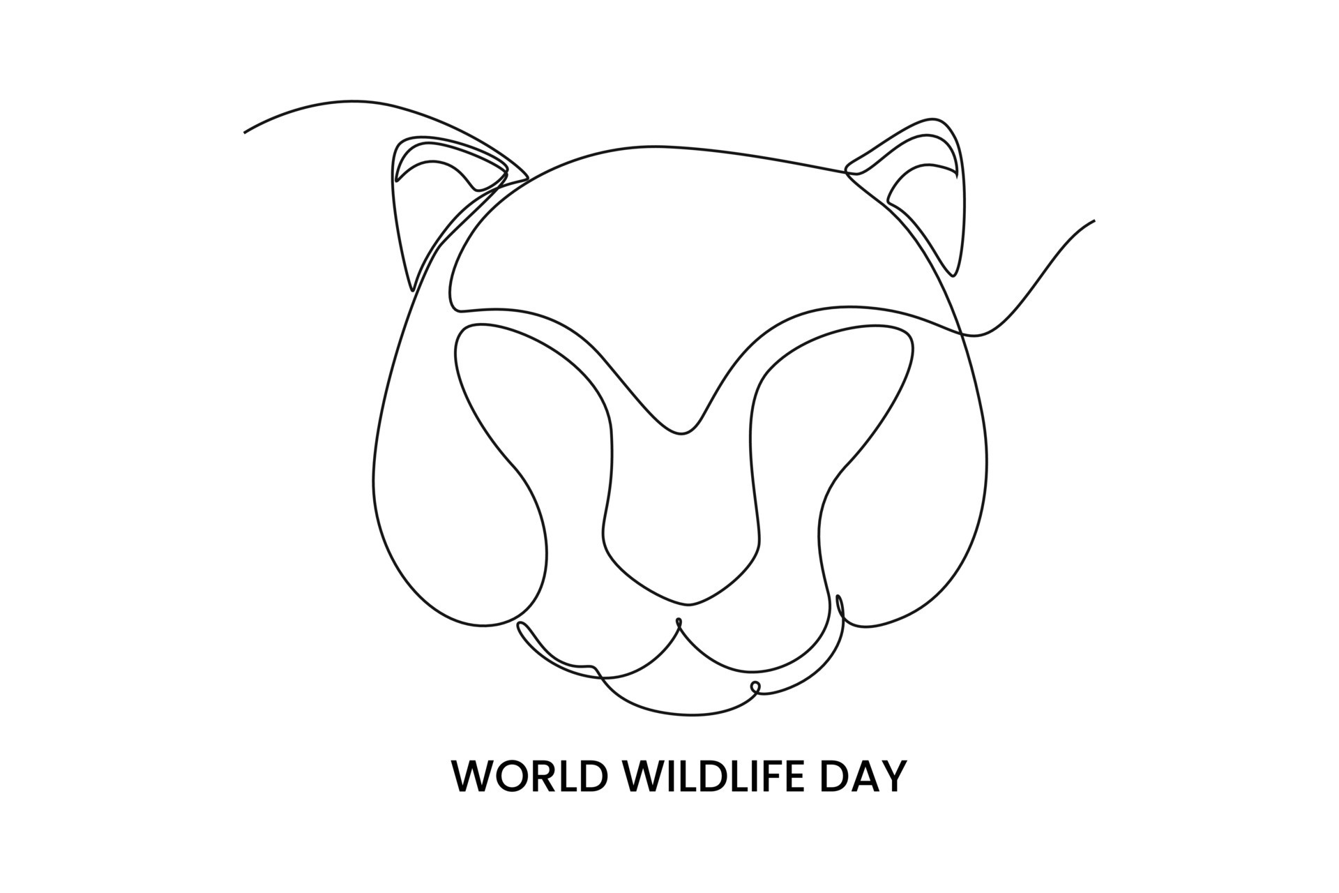 Continuous One Line Drawing A Tiger Face World Wild Life Concept Single Line Draw Design