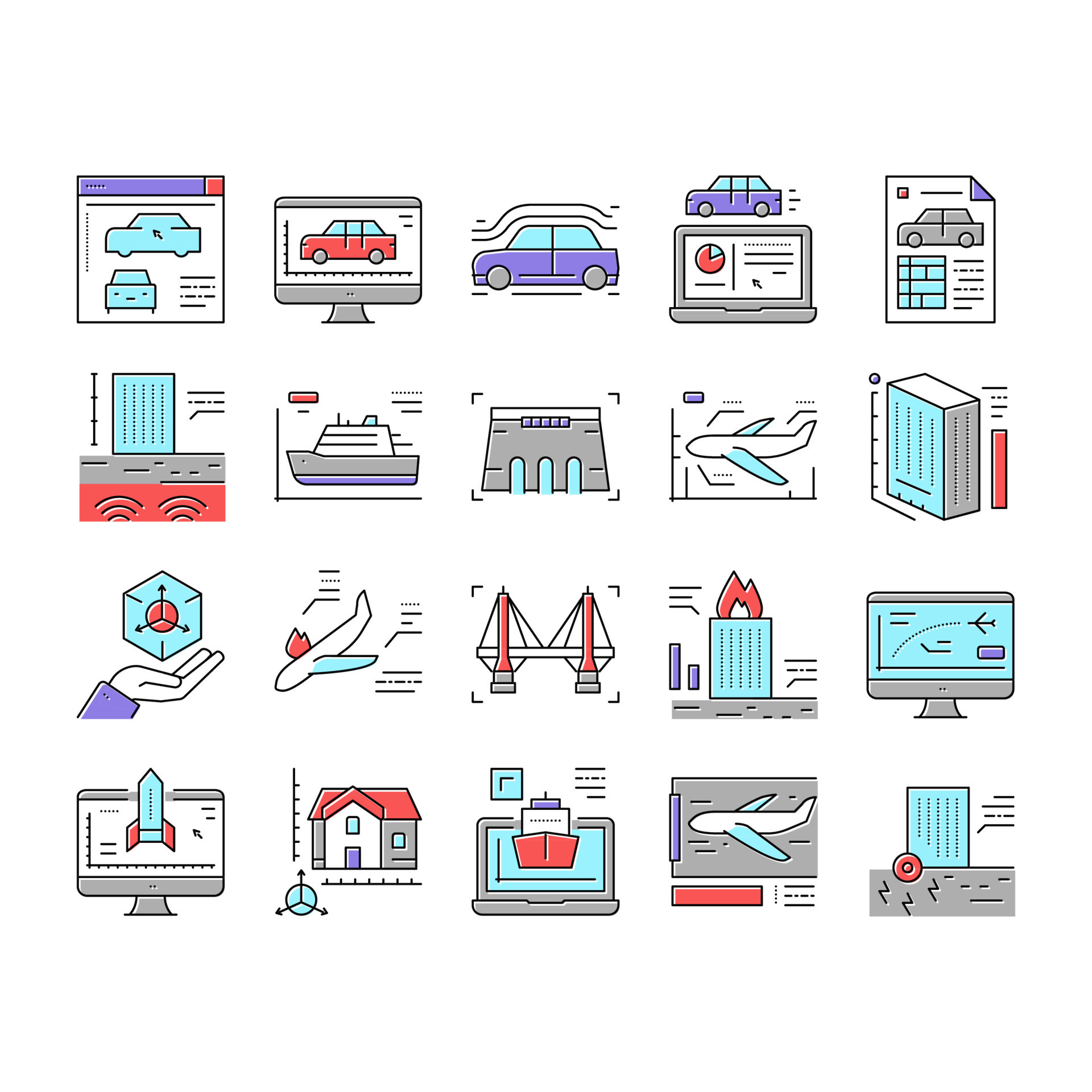 Modeling Engineering Collection Icons Set Vector Sign 19525912 Vector