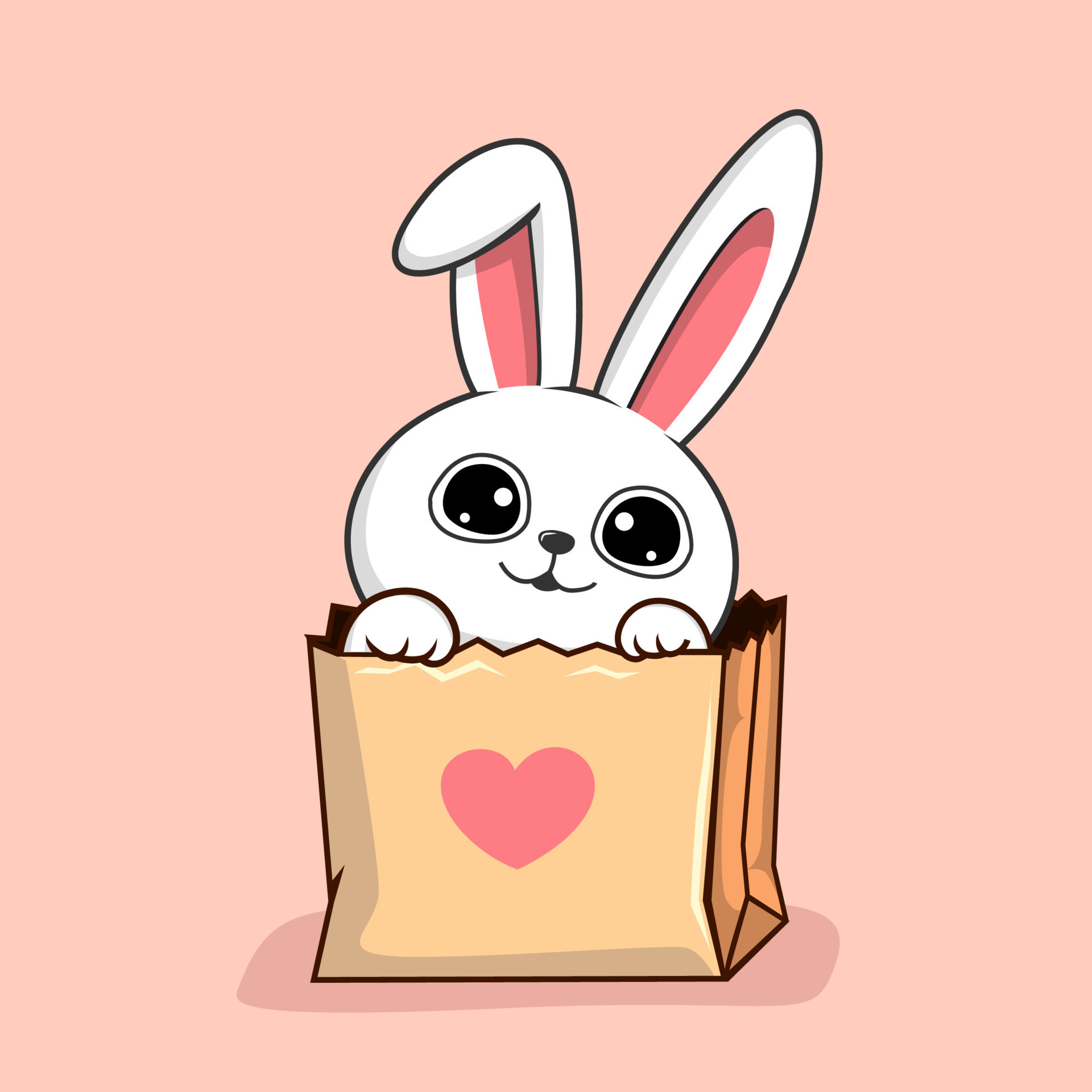 Rabbit In Shopping Bag Cute Bunny Kawaii In Paper Bag 19526449 Vector Art At Vecteezy