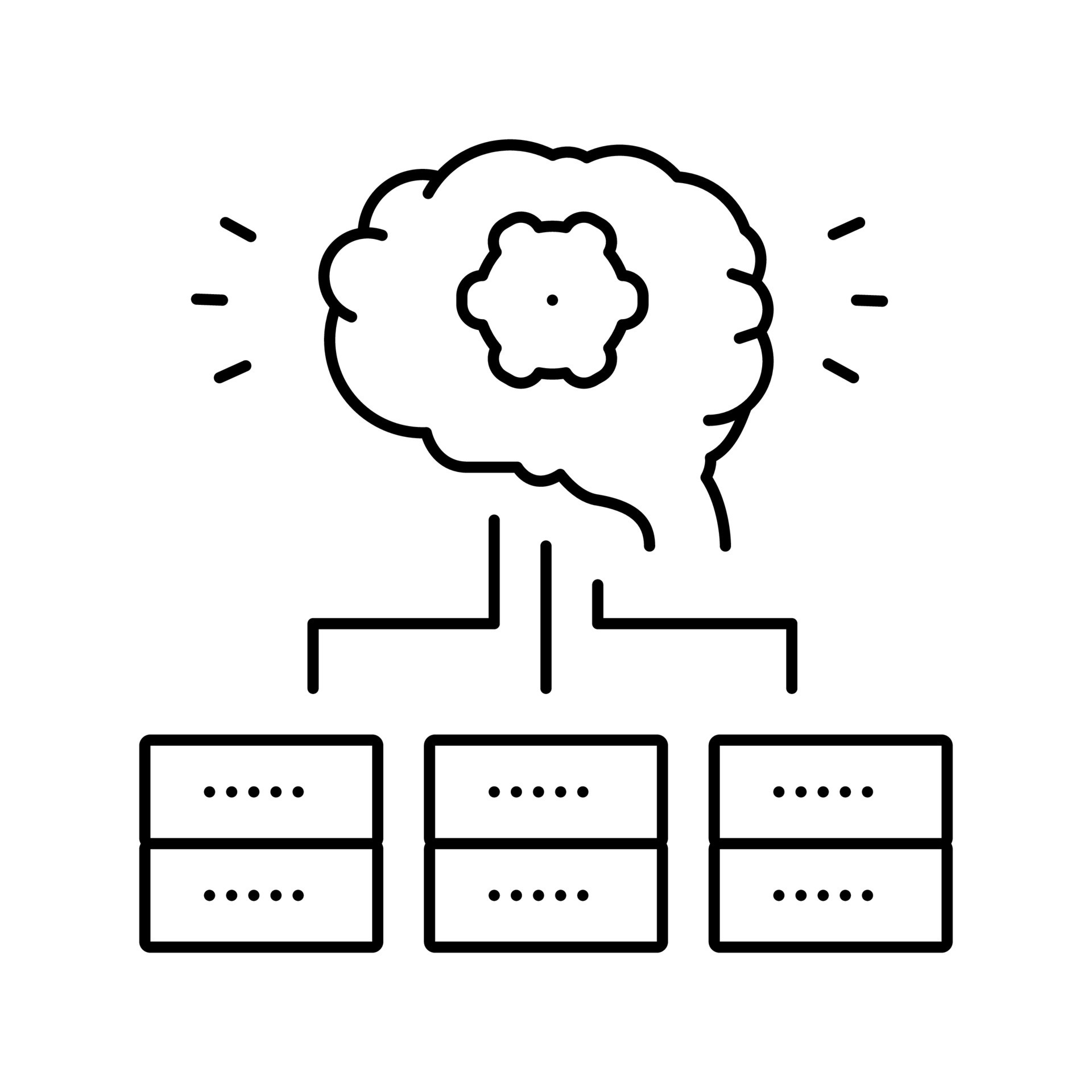 Servers Communication Neural Network Line Icon Vector Illustration