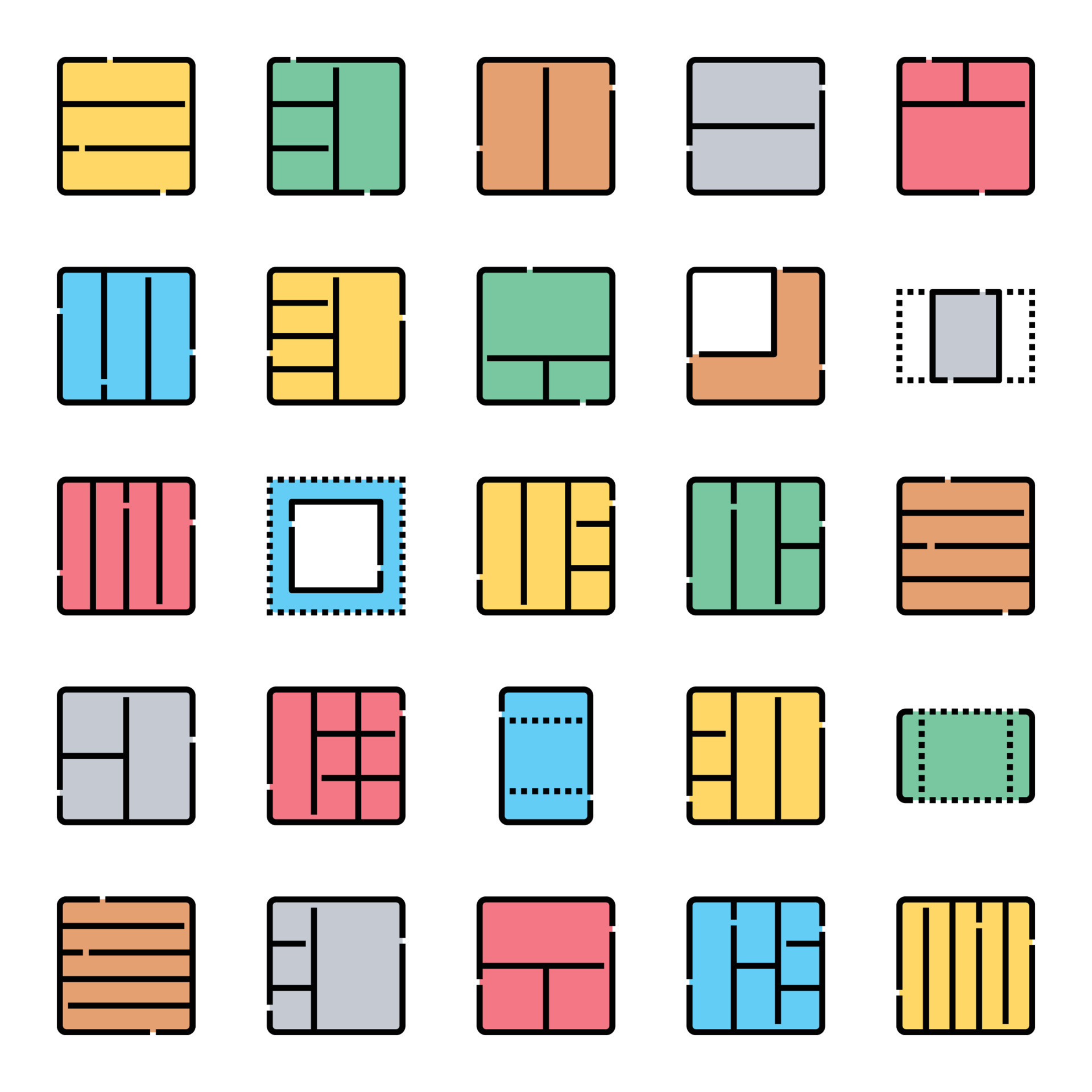 Filled color outline icons for layout. 19527926 Vector Art at Vecteezy