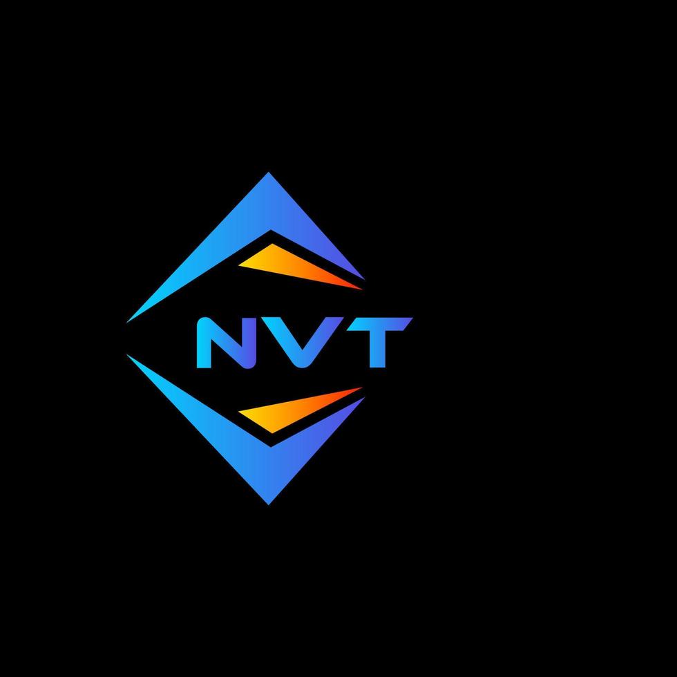Diseño de logotipo de tecnología abstracta nvt sobre fondo negro. concepto de logotipo de letra ...