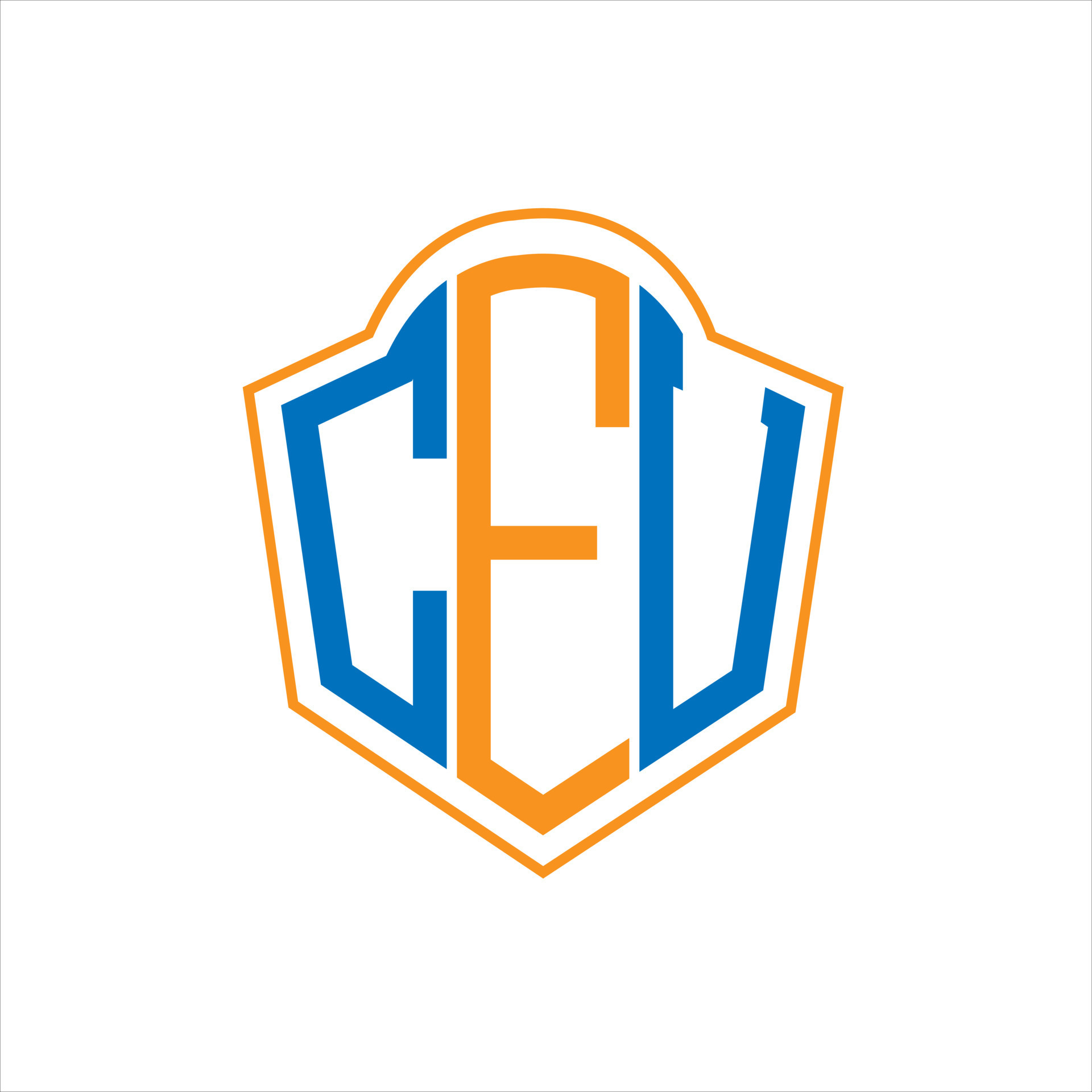 ceu diseño de logotipo de escudo de monograma abstracto sobre fondo blanco. logotipo de la letra ...