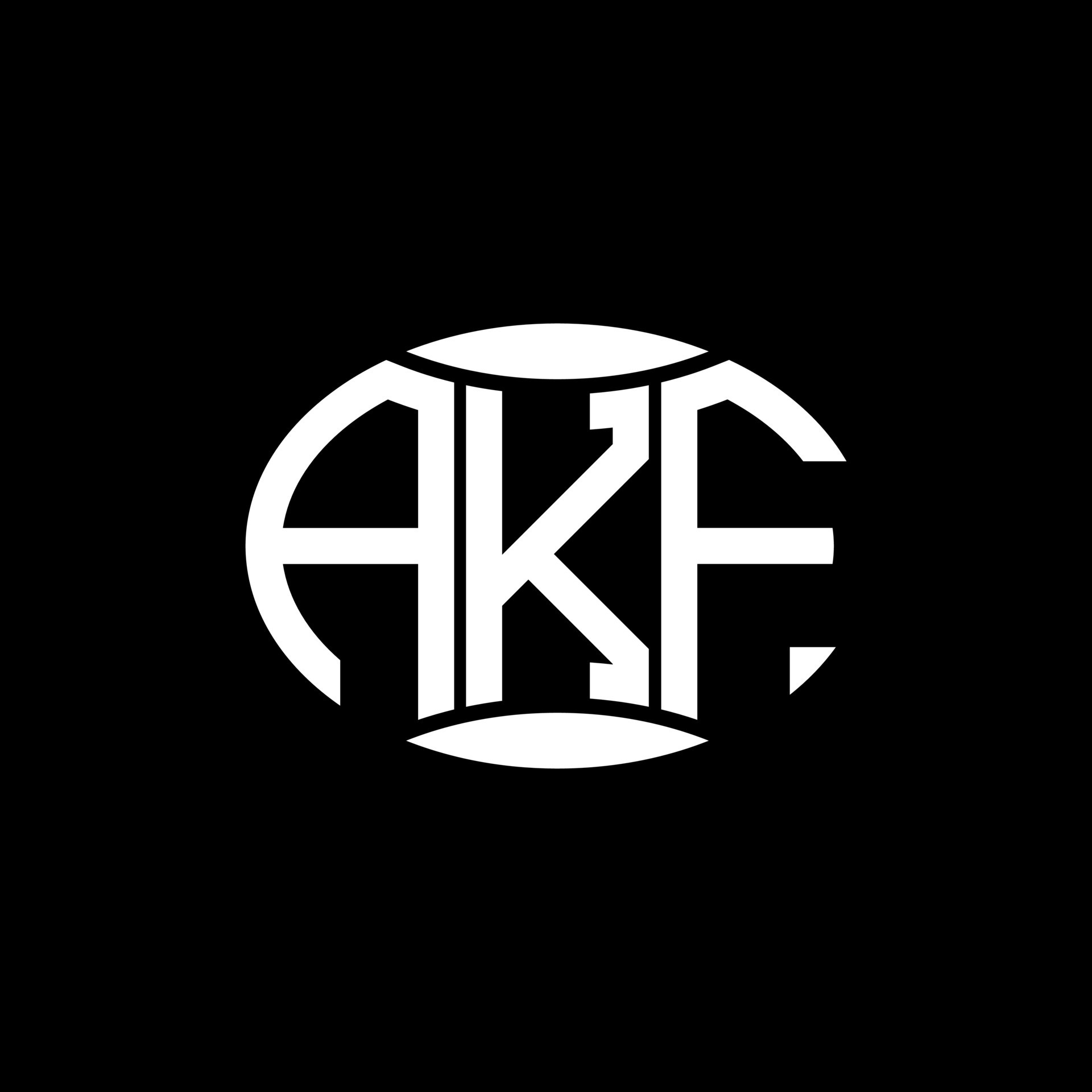 Diseño de logotipo de círculo de monograma abstracto akf sobre fondo negro. logotipo de letra de ...