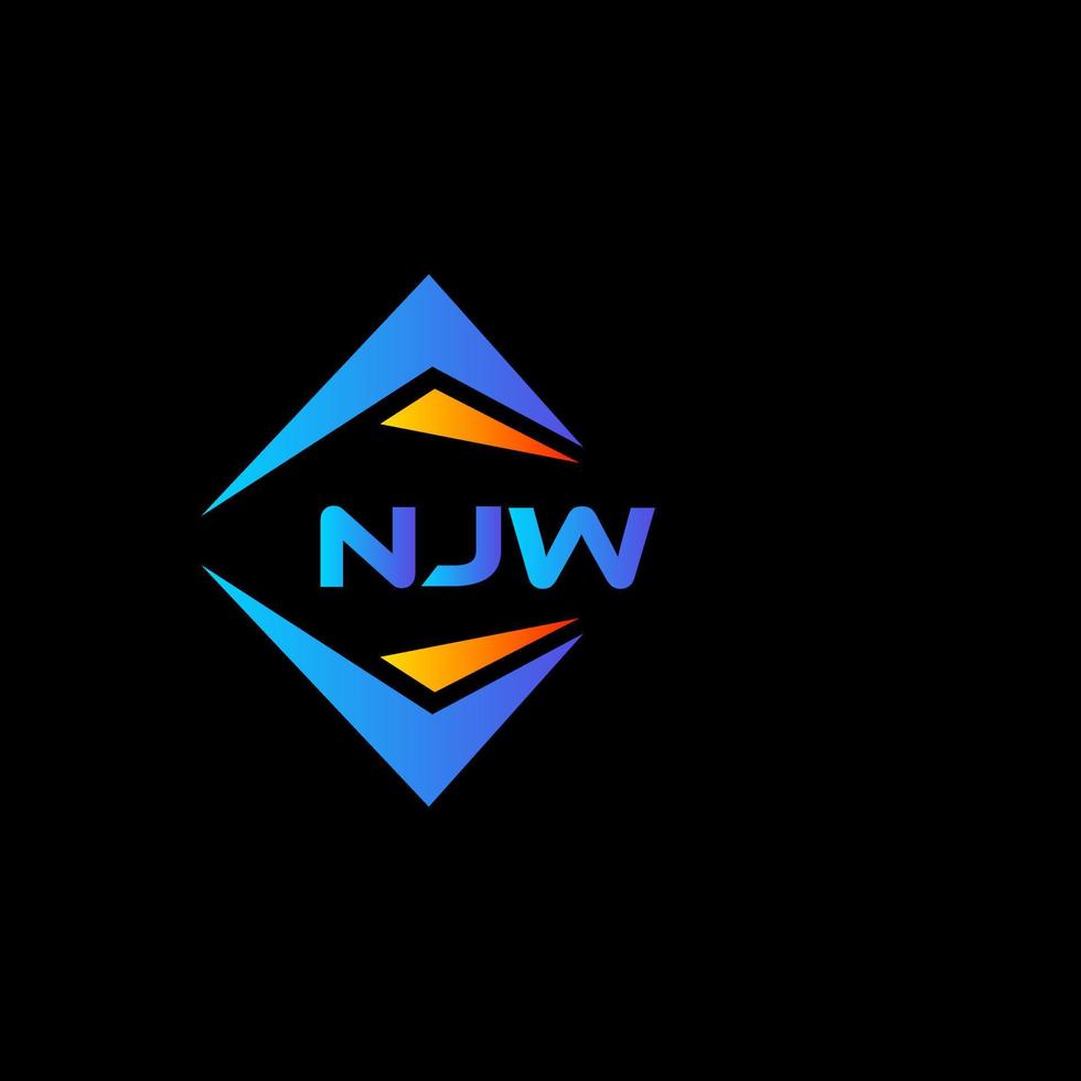 njw diseño de logotipo de tecnología abstracta sobre fondo negro. concepto de logotipo de letra ...