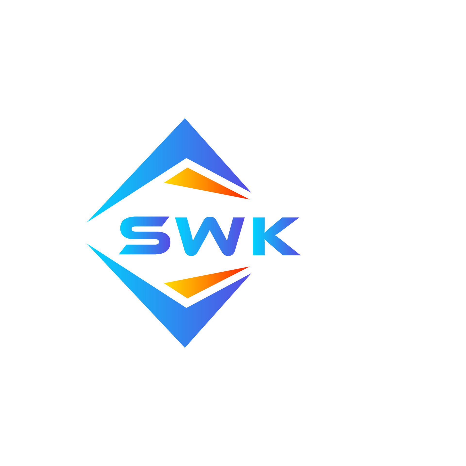 diseño de logotipo de tecnología abstracta swk sobre fondo blanco. concepto de logotipo de letra ...