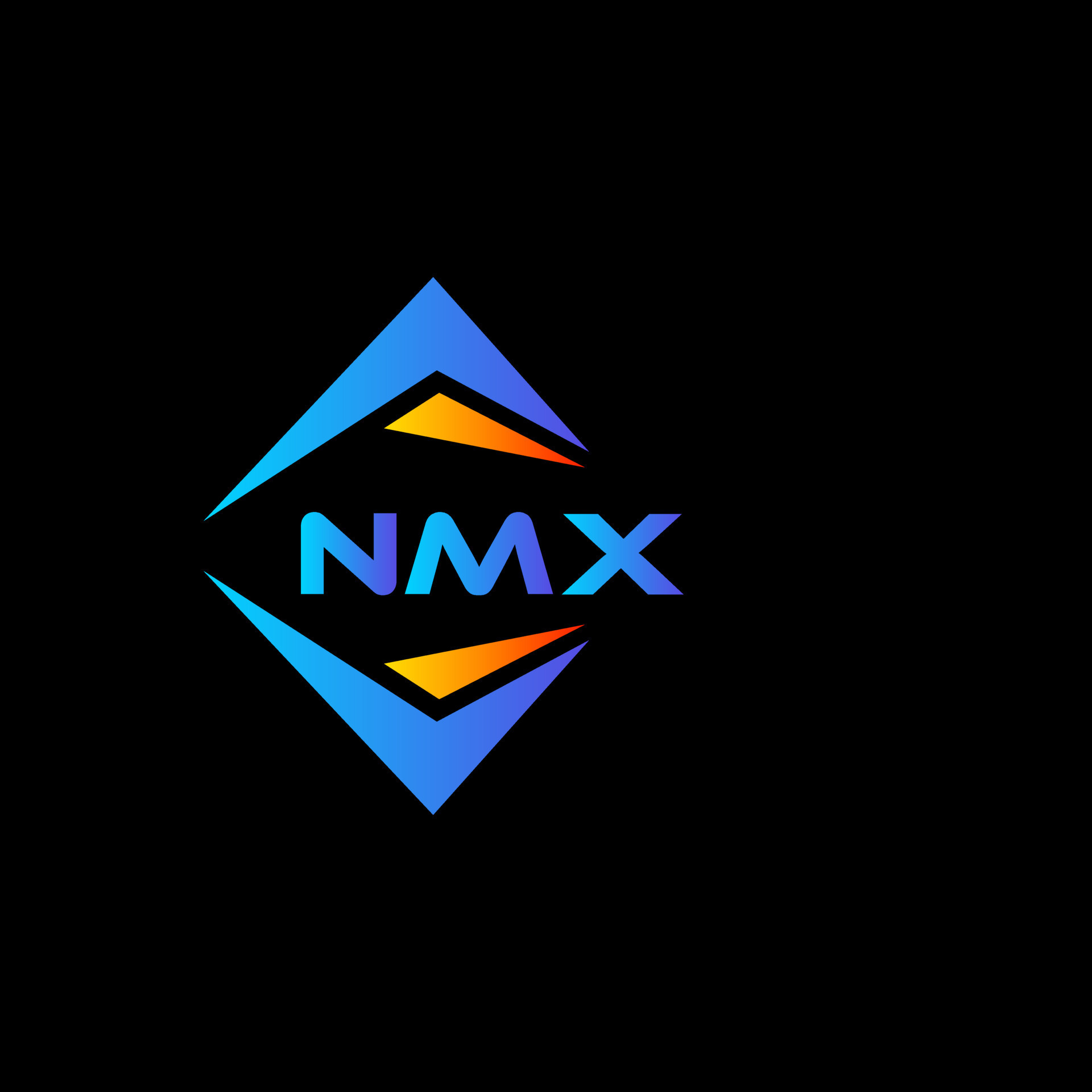 Diseño de logotipo de tecnología abstracta nmx sobre fondo negro. Concepto de logotipo de letra ...