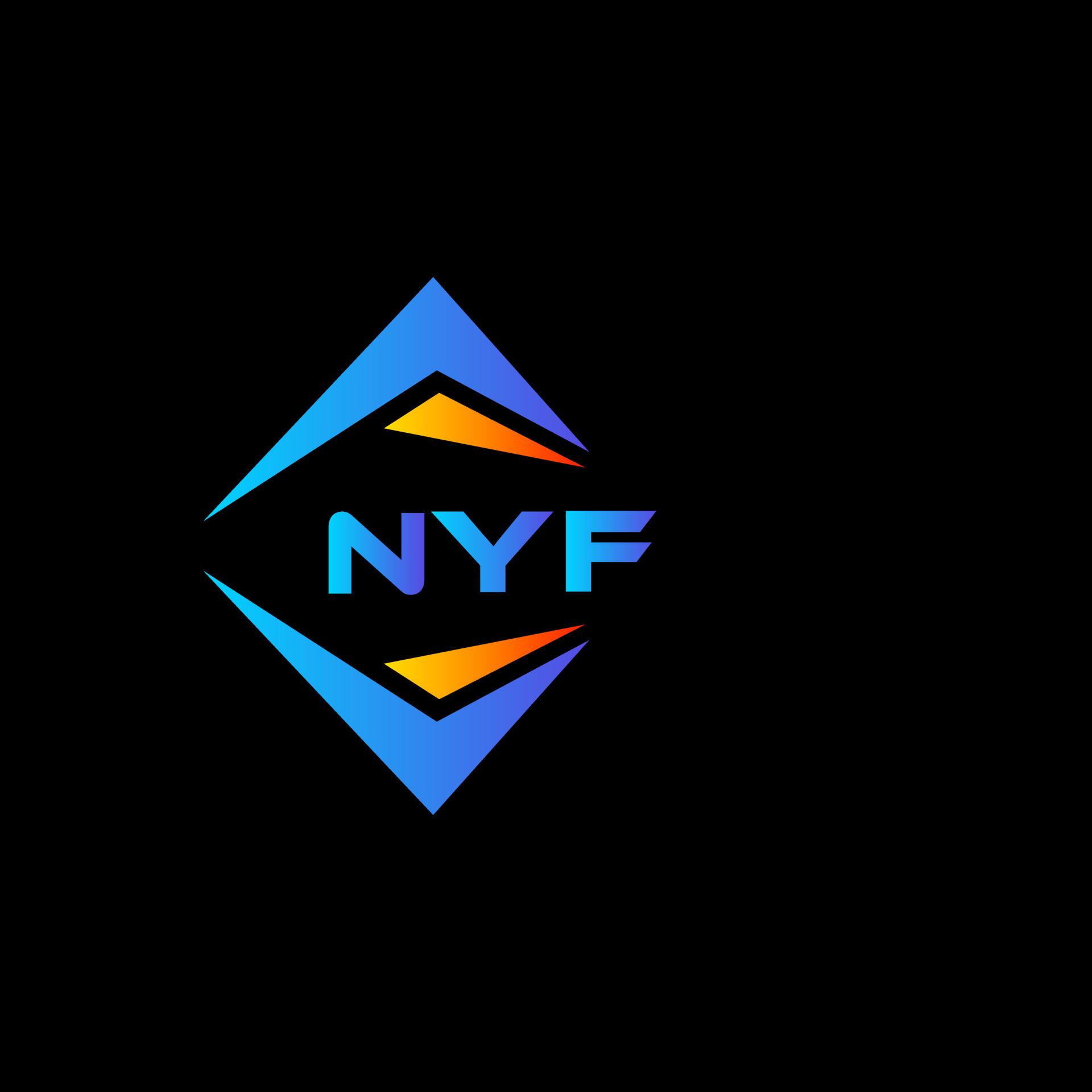 Diseño de logotipo de tecnología abstracta nyf sobre fondo negro. concepto de logotipo de letra ...