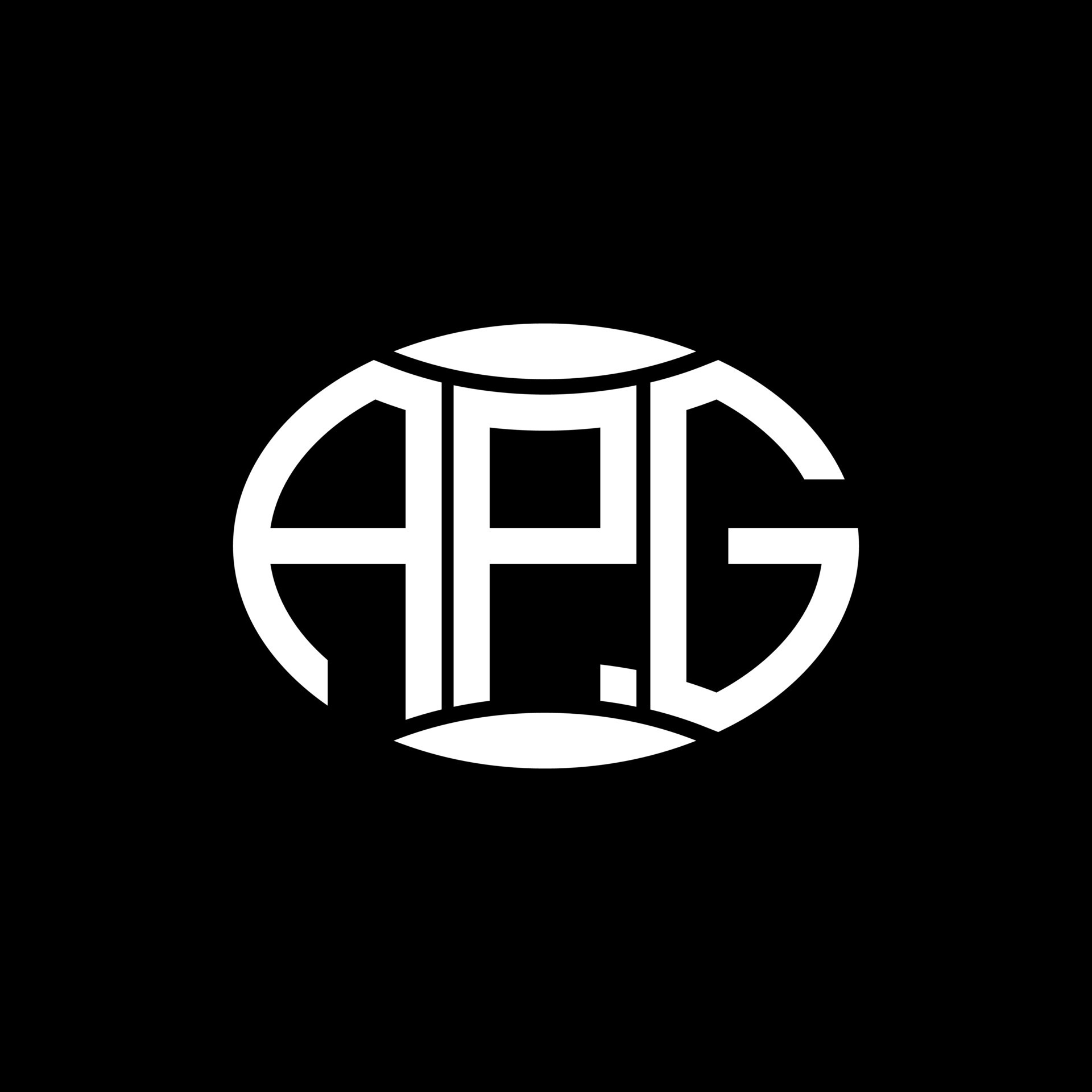 diseño de logotipo de círculo de monograma abstracto de apg sobre fondo negro. logotipo de letra ...