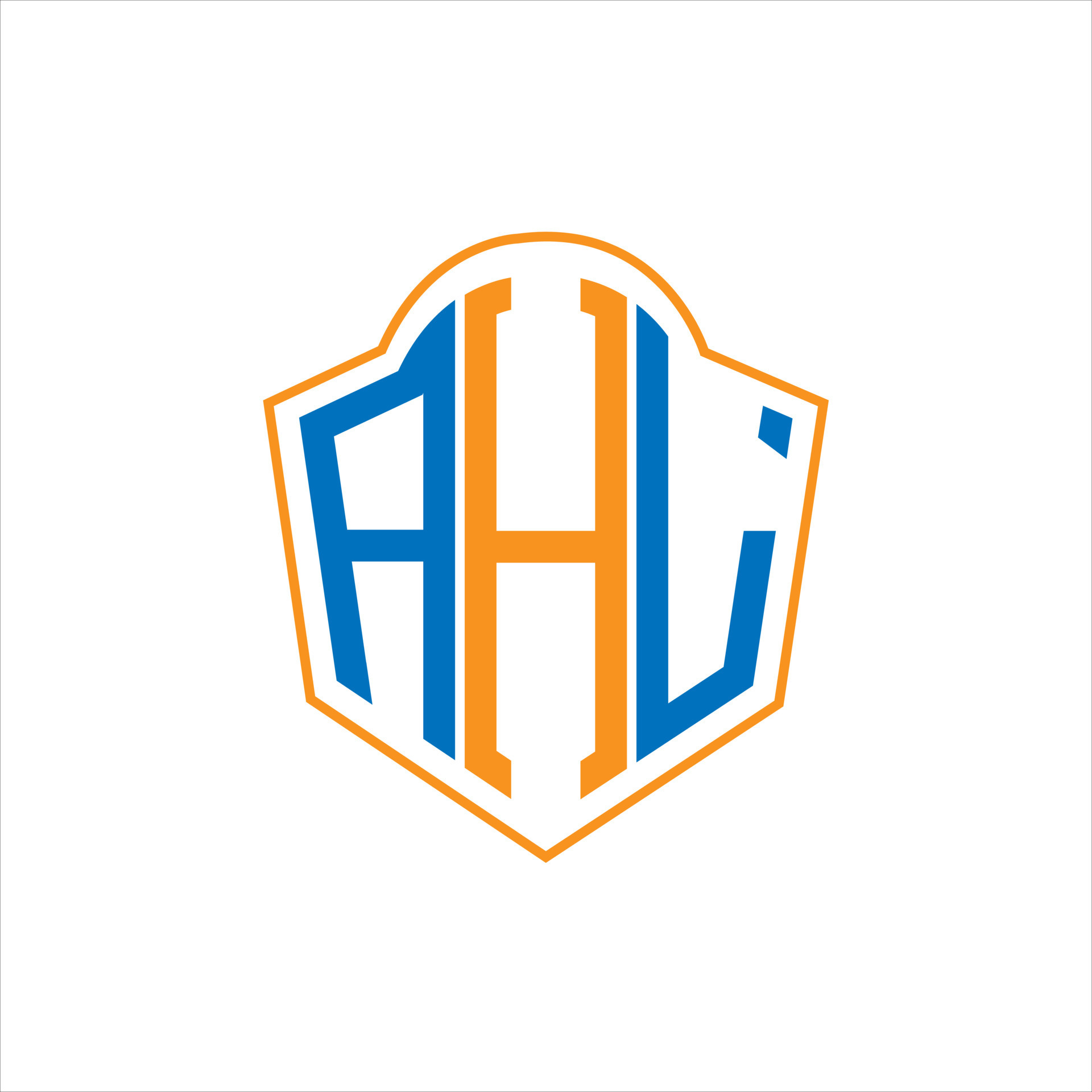 diseño de logotipo de escudo de monograma abstracto ahl sobre fondo blanco. logotipo de la letra ...