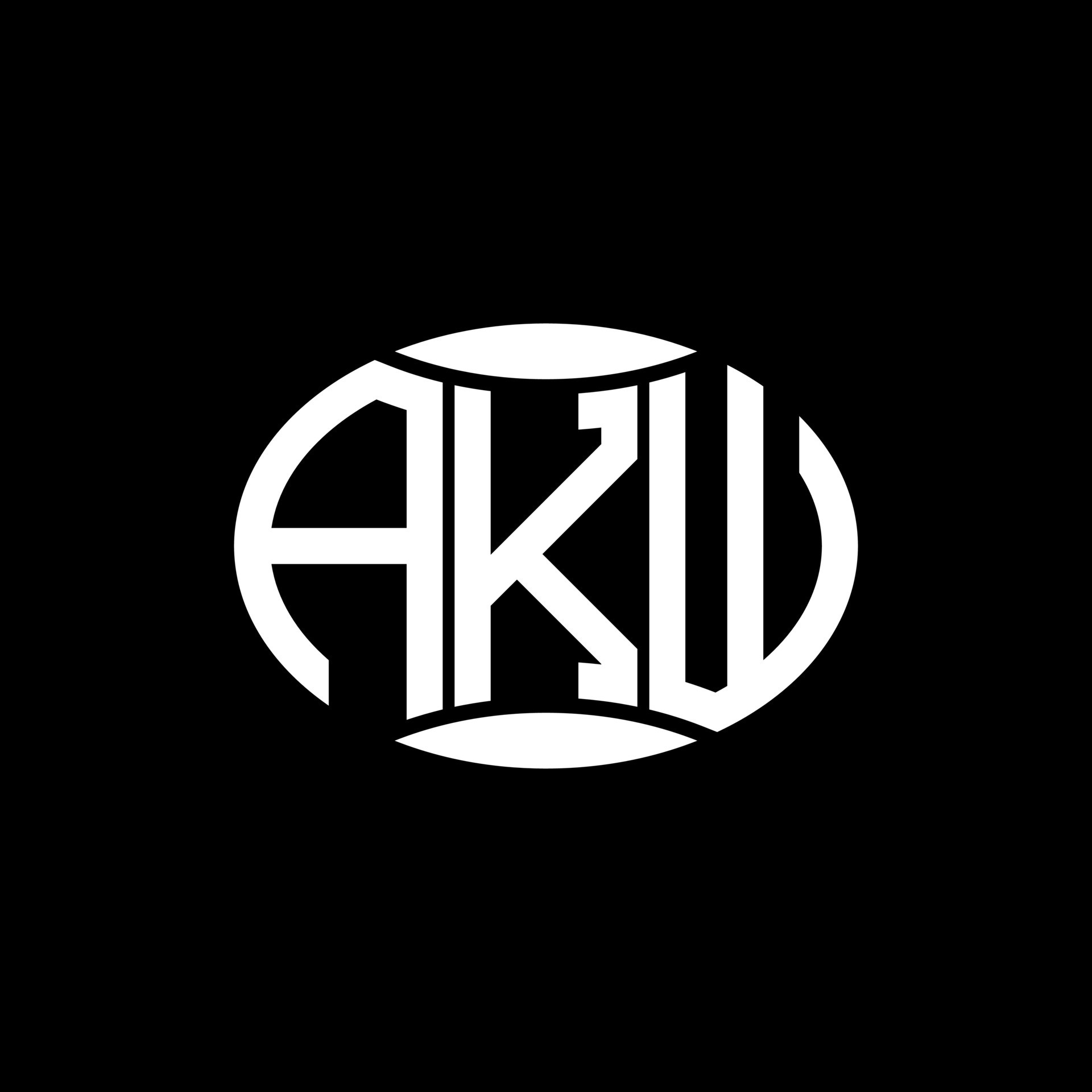 akw diseño de logotipo de círculo de monograma abstracto sobre fondo negro. logotipo de letra de ...