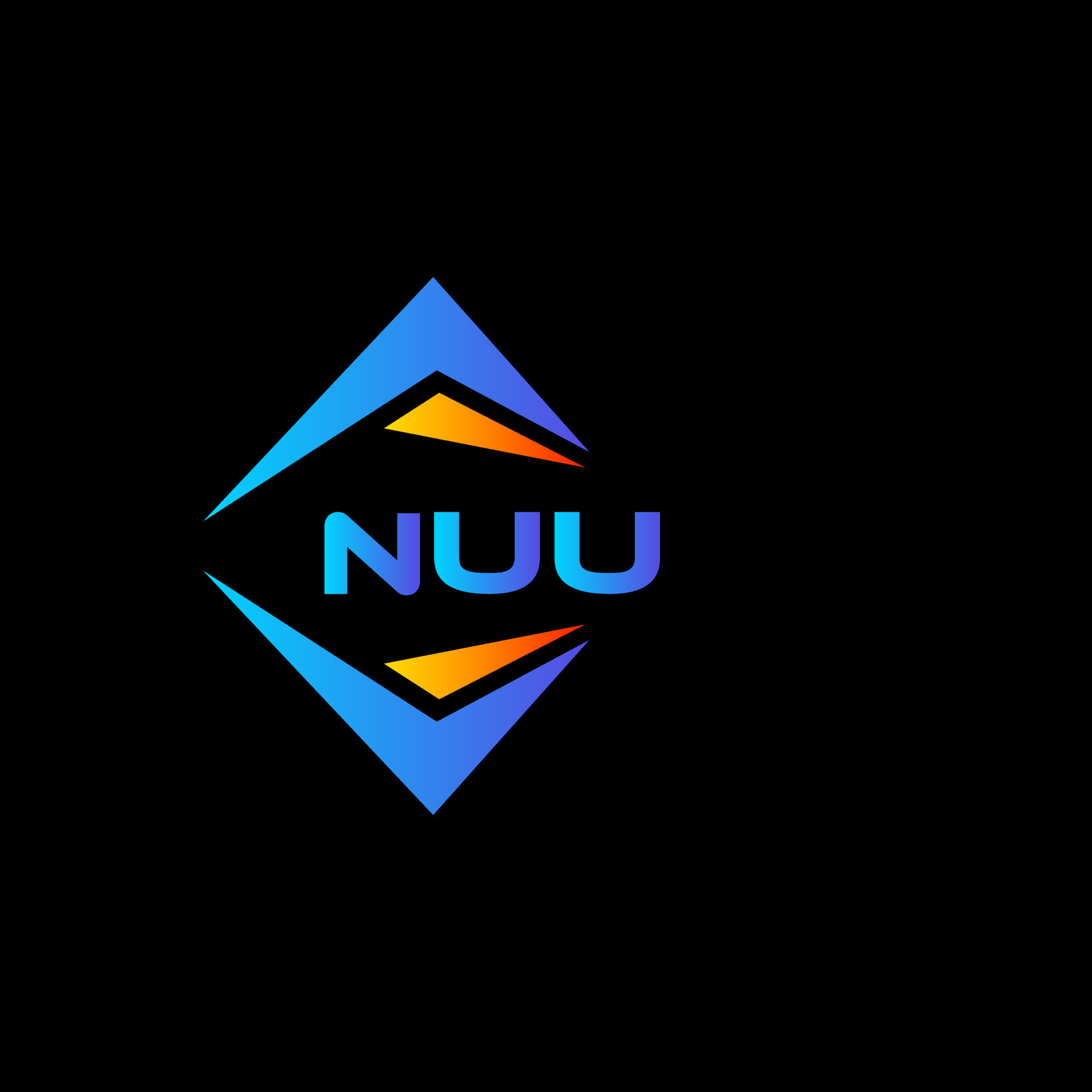 nuu diseño de logotipo de tecnología abstracta sobre fondo negro. concepto de logotipo de letra ...