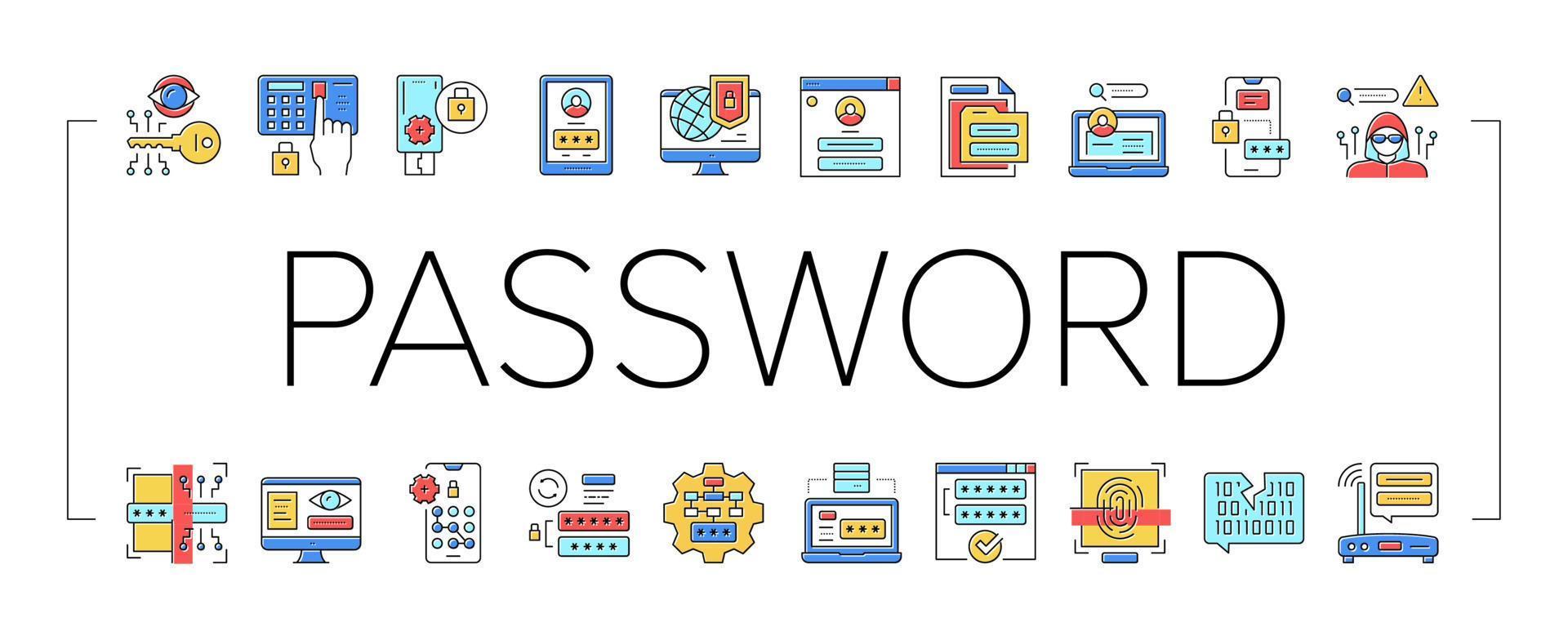 Password Protection Collection Icons Set Vector Illustration 19537700 Vector Art at Vecteezy