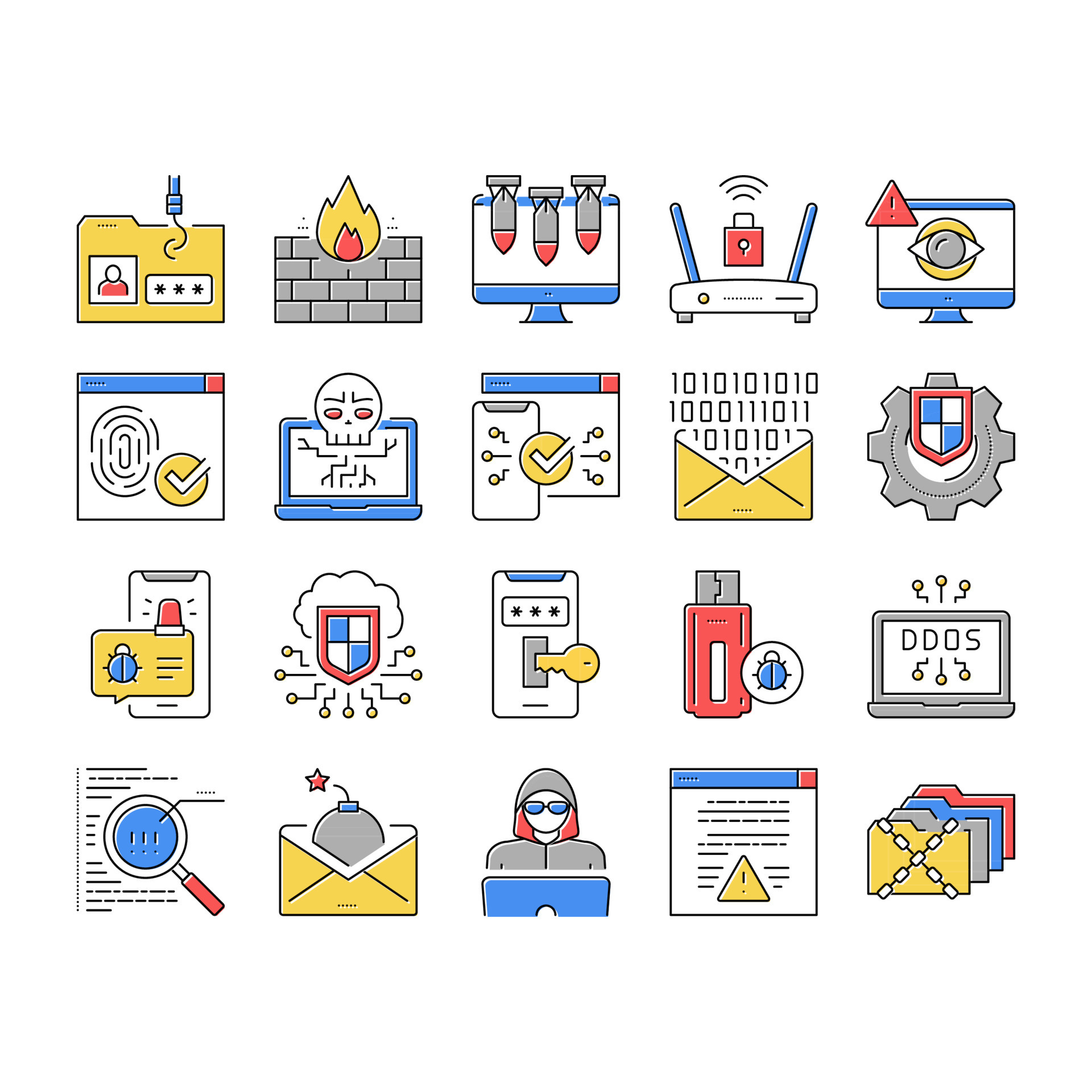 Internet Security Collection Icons Set Vector 19539011 Vector Art At