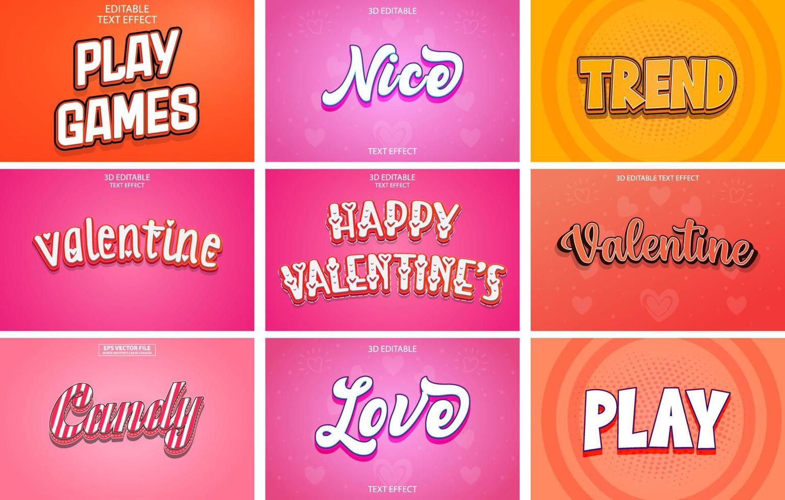 Editable text effect set, text style template set free, Set of editable text effect design ...