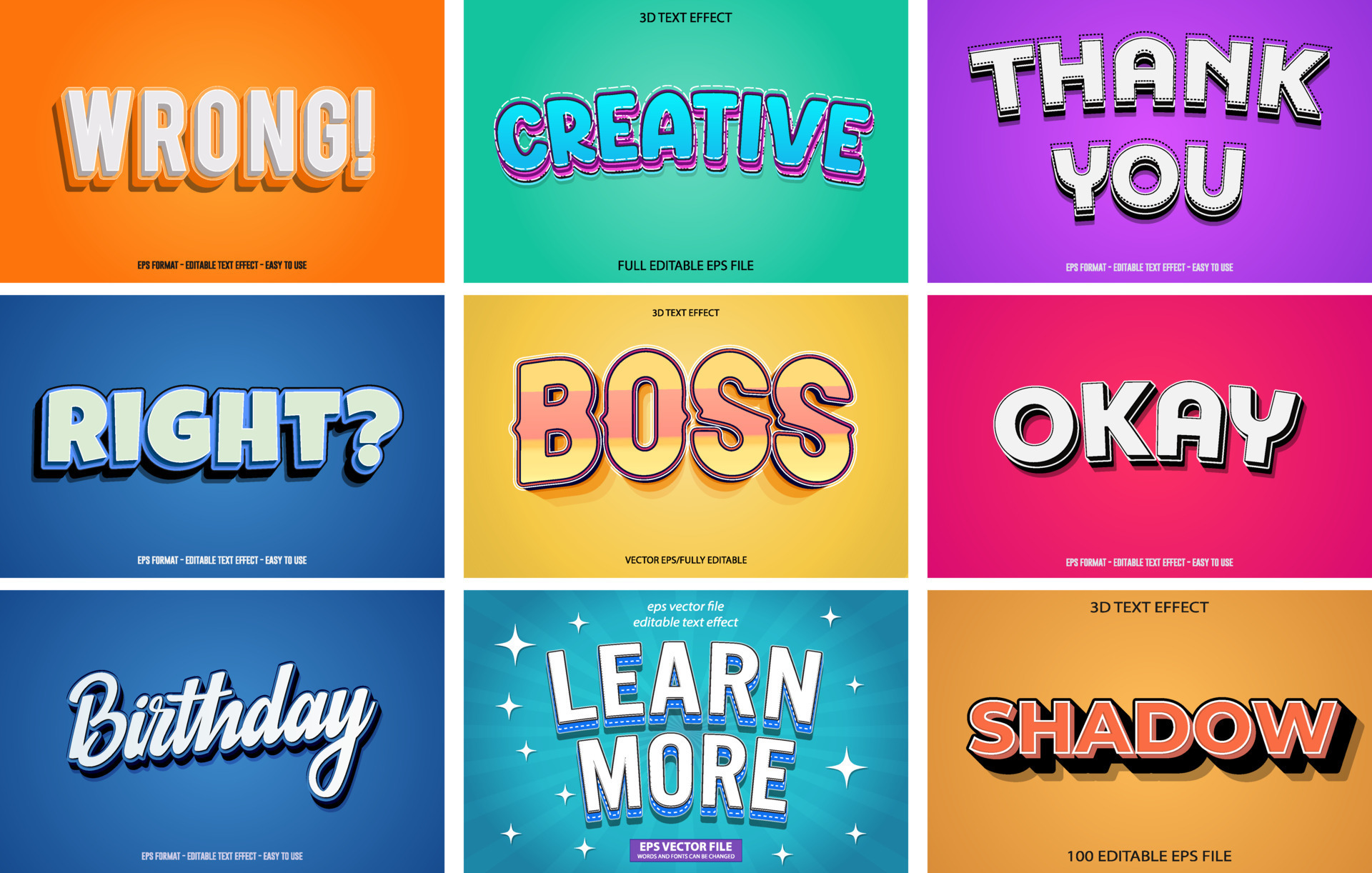Editable text effect set free, 3d text style template set, Set of ... Editable text effect set free, 3d text style template set, Set of ...