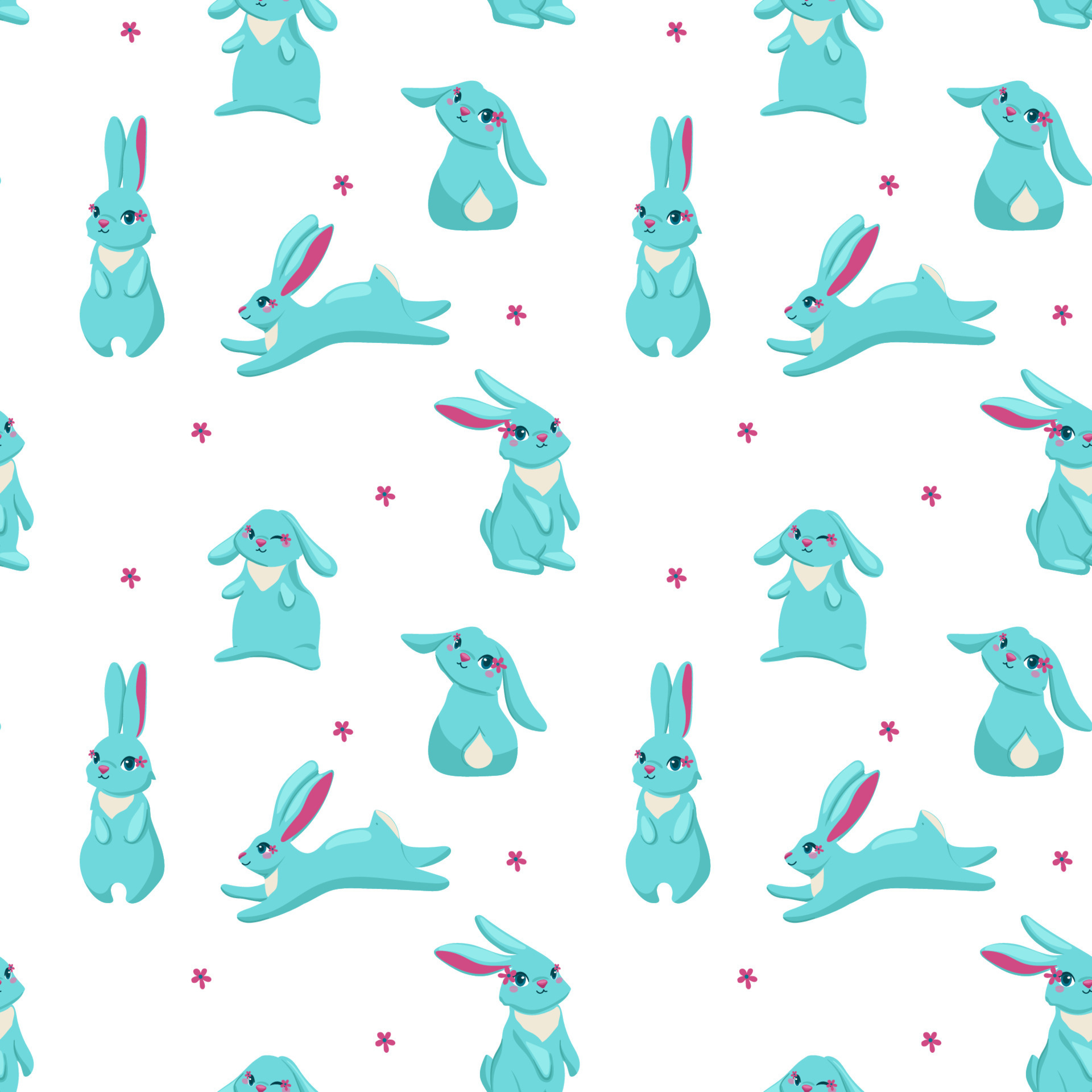 Seamless Pattern Rabbit. Hand Drawn Bunny, print design rabbit ...