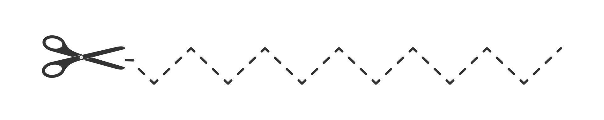 Scissors with dotted zigzag line. Cut here pictogram for discount ...