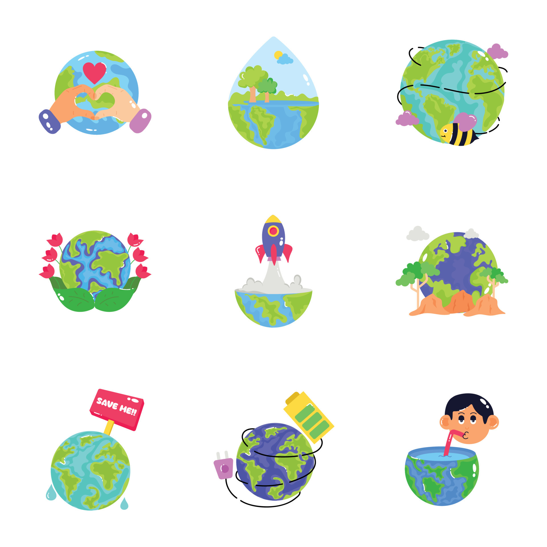 Set of 16 Ecosystem Flat Sticker Vectors 19547326 Vector Art at Vecteezy