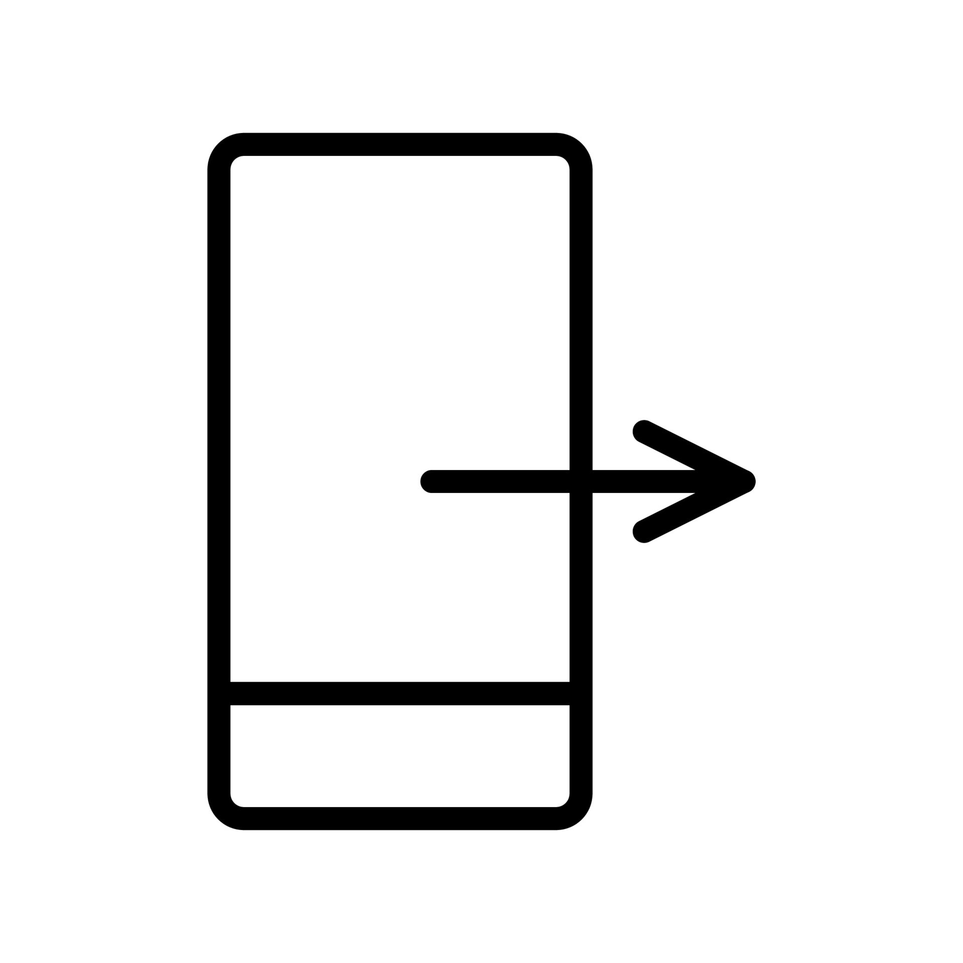 Export data from phone icon line isolated on white background. Black ...