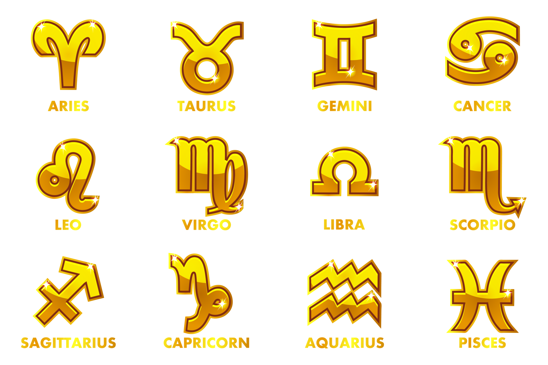 Golden Astrology Signs, 12 Zodiac 19550817 PNG Golden Astrology Signs, 12 Zodiac 19550817 PNG
